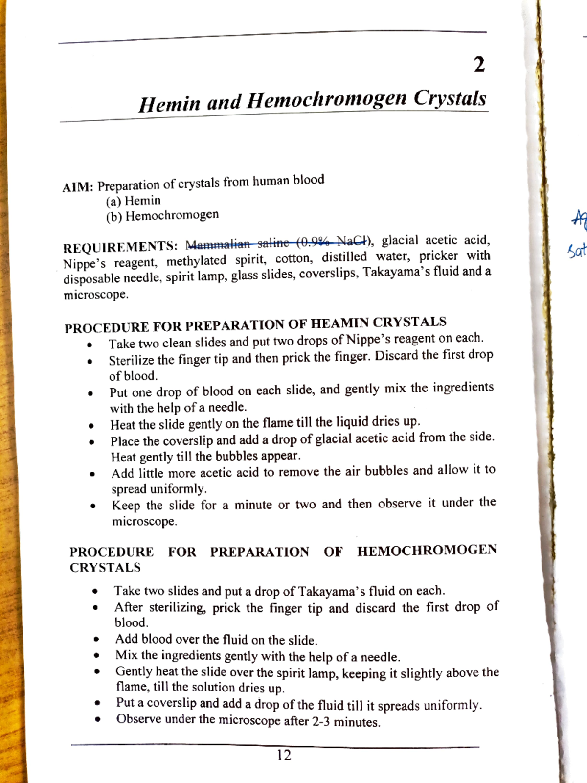 Hematology Lab Procedures: Hemin & Hemochromogen Crystal Prep - Studocu
