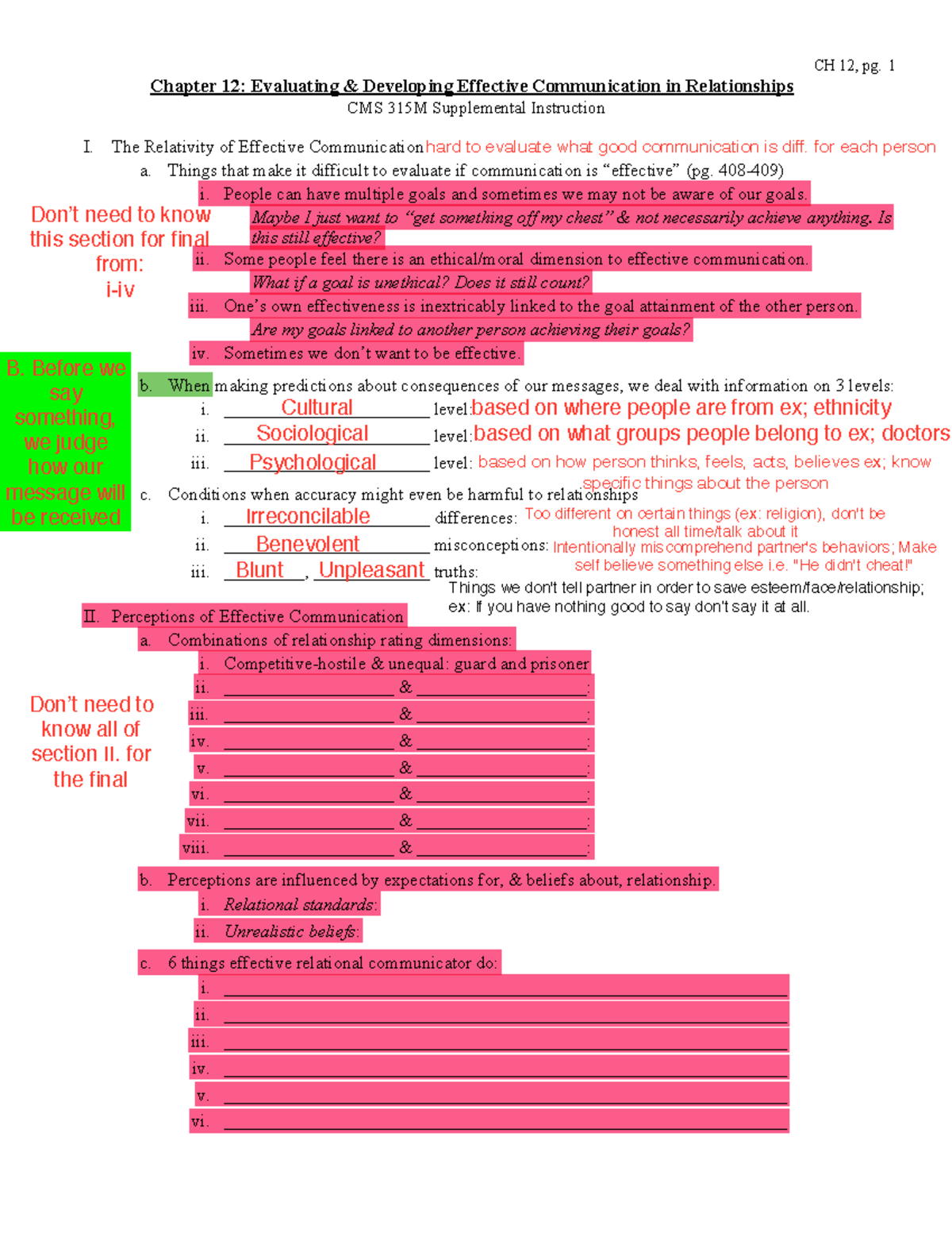 Chapter 12 Final Notes - CH 12, pg. 1 Chapter 12: Evaluating ...
