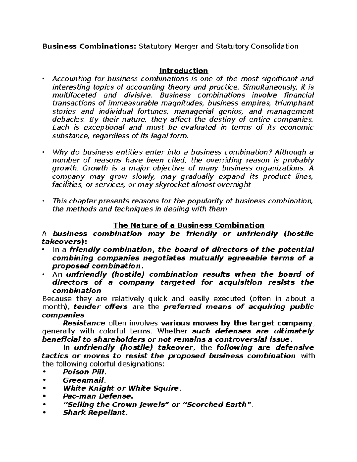 Business Combinations - Chapter 1 Overview and Key Concepts - Studocu