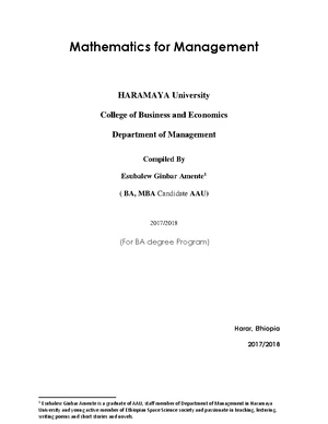 Mathematics for Management Business CONT - Mathematics for Management ...