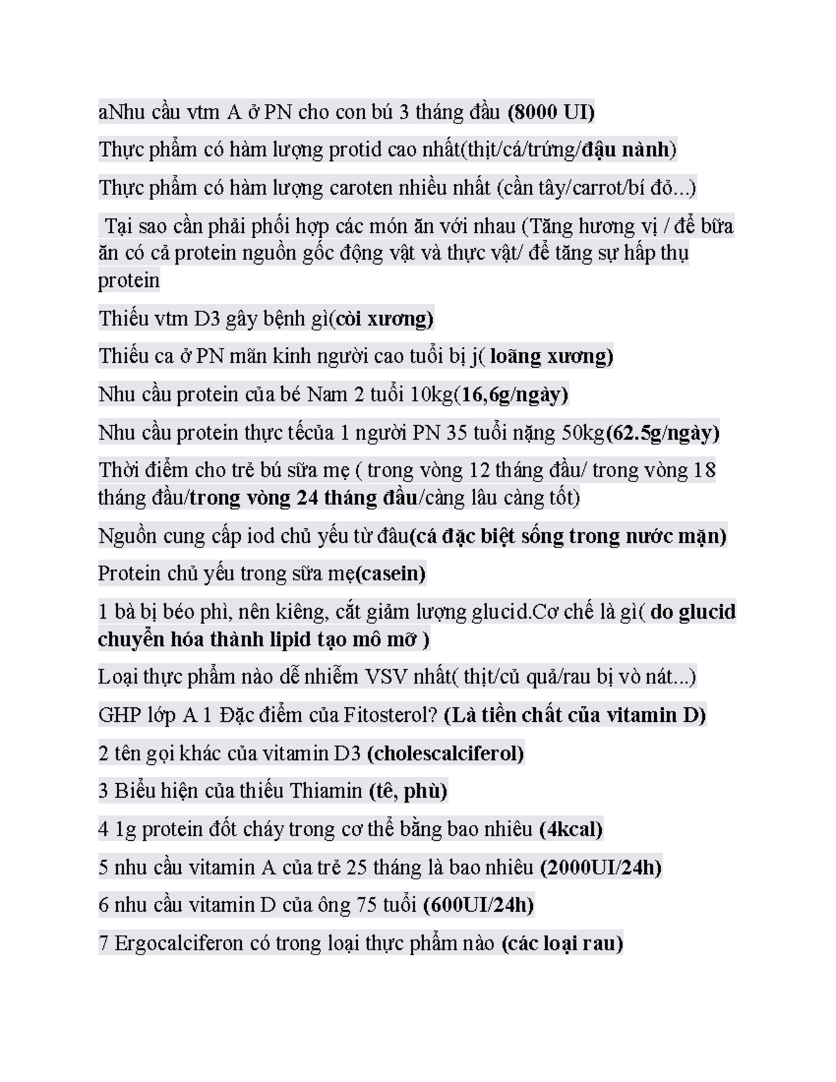 Giữa dinh dưỡng 1 - test for y3 - aNhu cầu vtm A ở PN cho con bú 3 ...