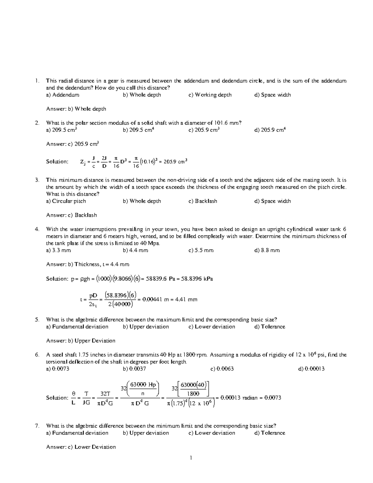 MDSP Questions AND Solns 1 - IBONG TIRIRIT (MDSP 1) MACHINE DESIGN AND SHOP PRACTICE PROBLEMS ...