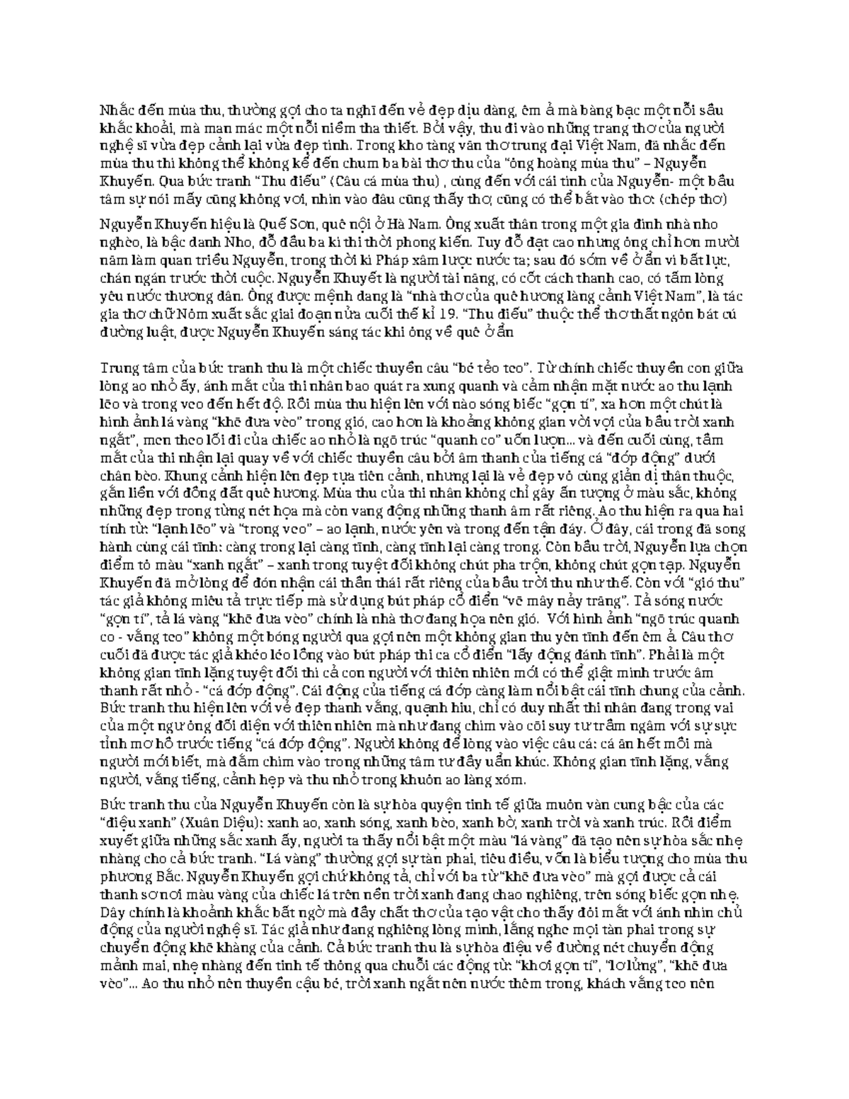 Thu điếu (Câu cá mùa thu) - Nh ắc đ ế n mùa thu, th ường g i cho ta ...