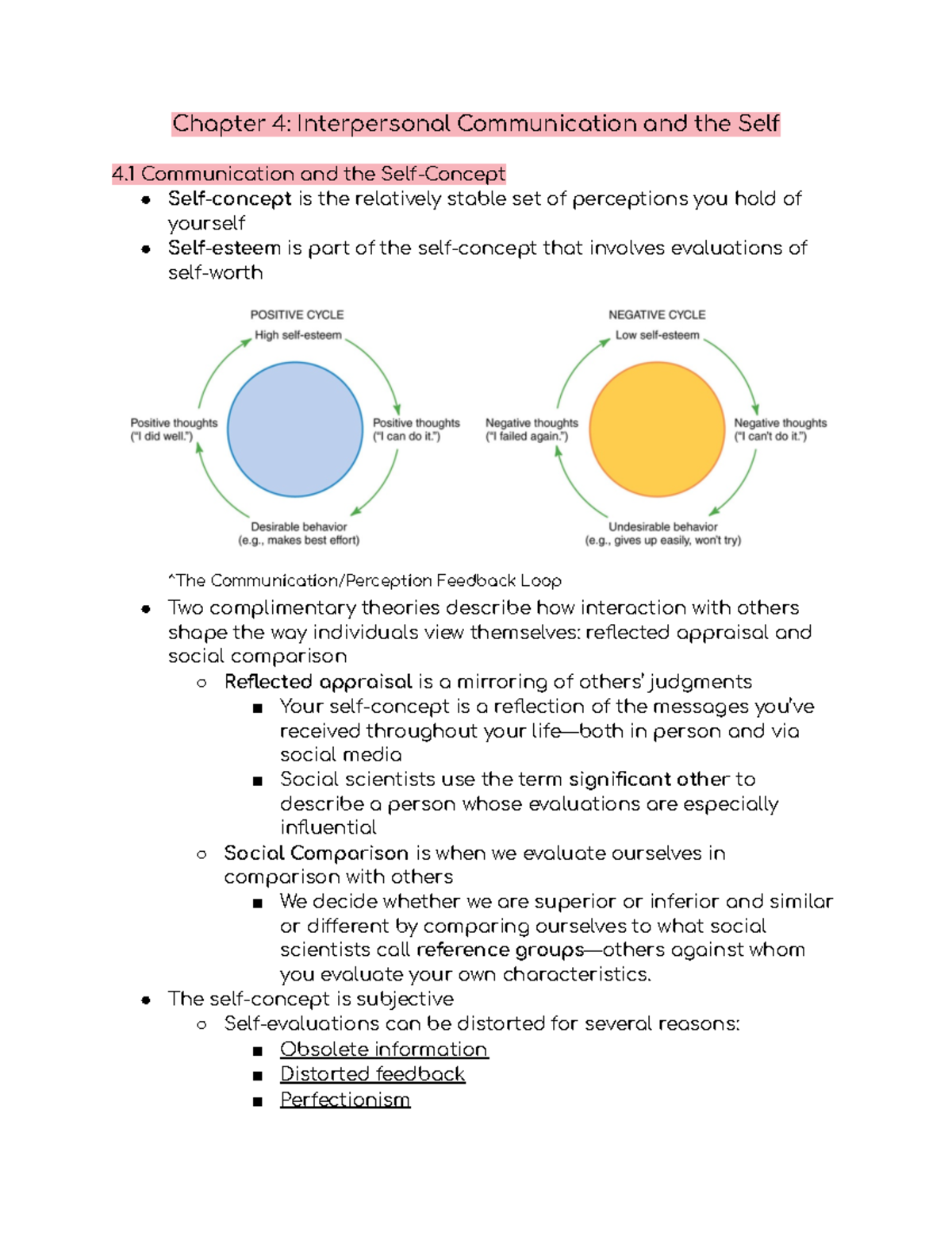 Chapter 4 Interpersonal Communication and the Self - The self-concept is subjective - Studocu