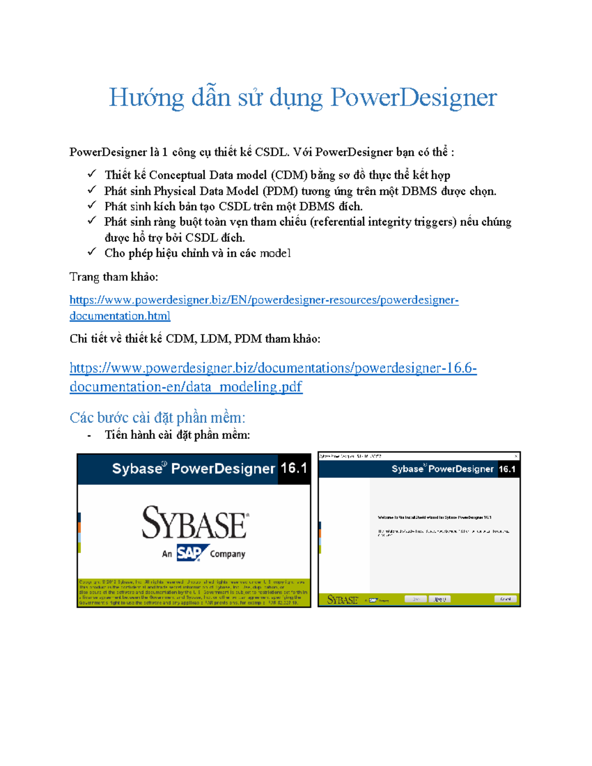 Hướng Dẫn Sử Dụng PowerDesigner: Tạo CDM, LDM, PDM và DFD - Studocu