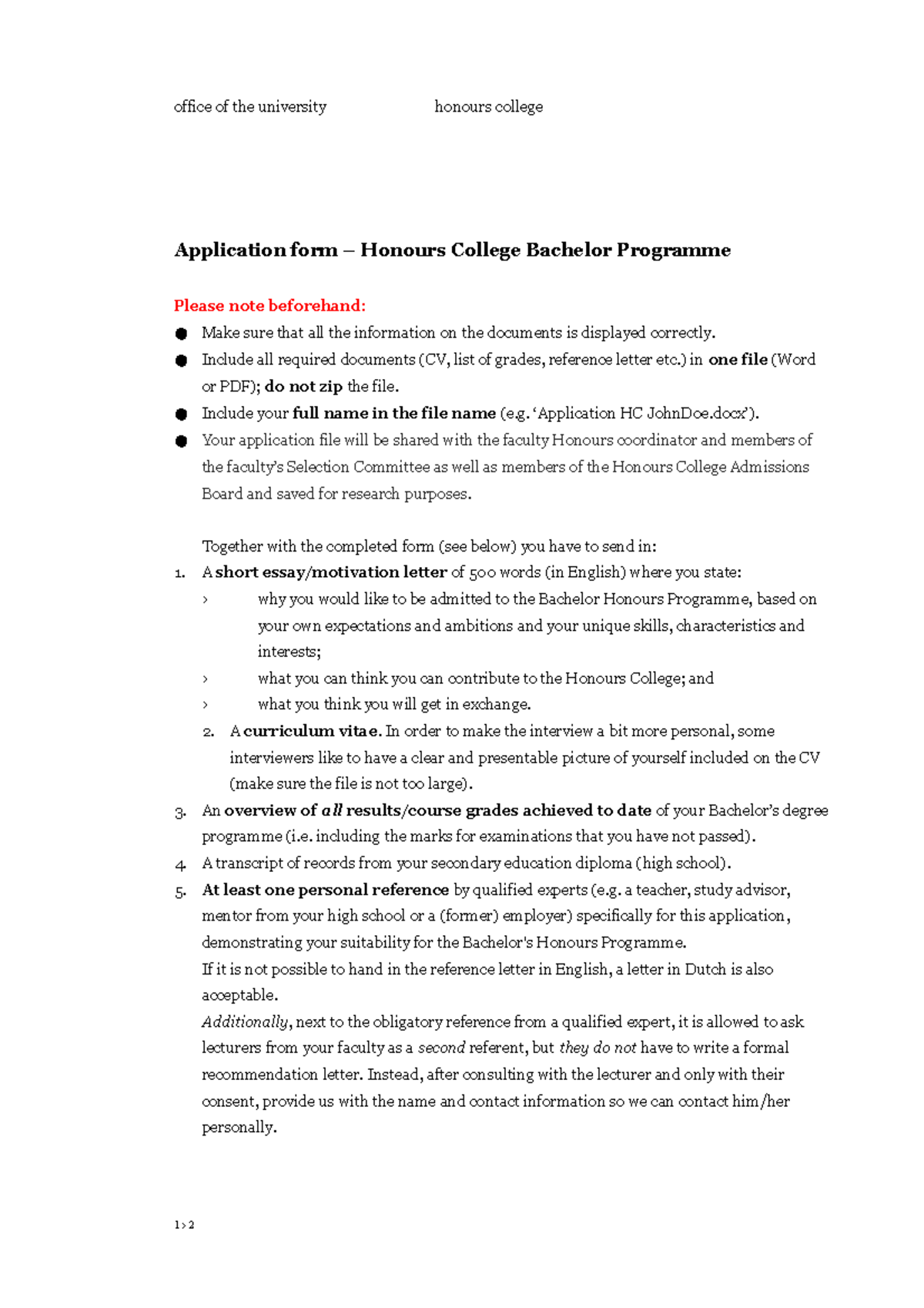 HC Bachelor Programme Application form 2021-2022(1) - office of the ...