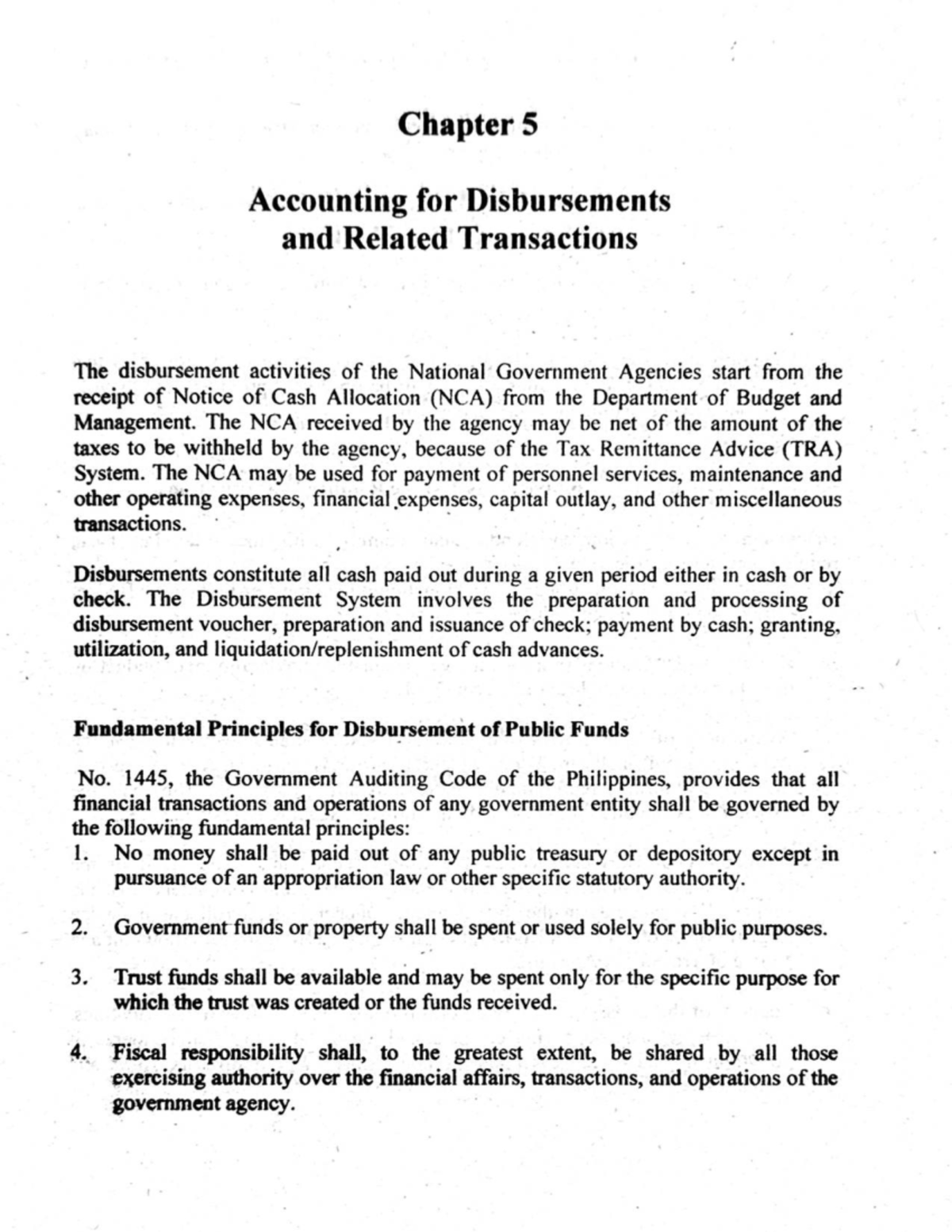 Chapter 5: Accounting for Disbursements & Related Transactions (Gov Punzalan - Studocu