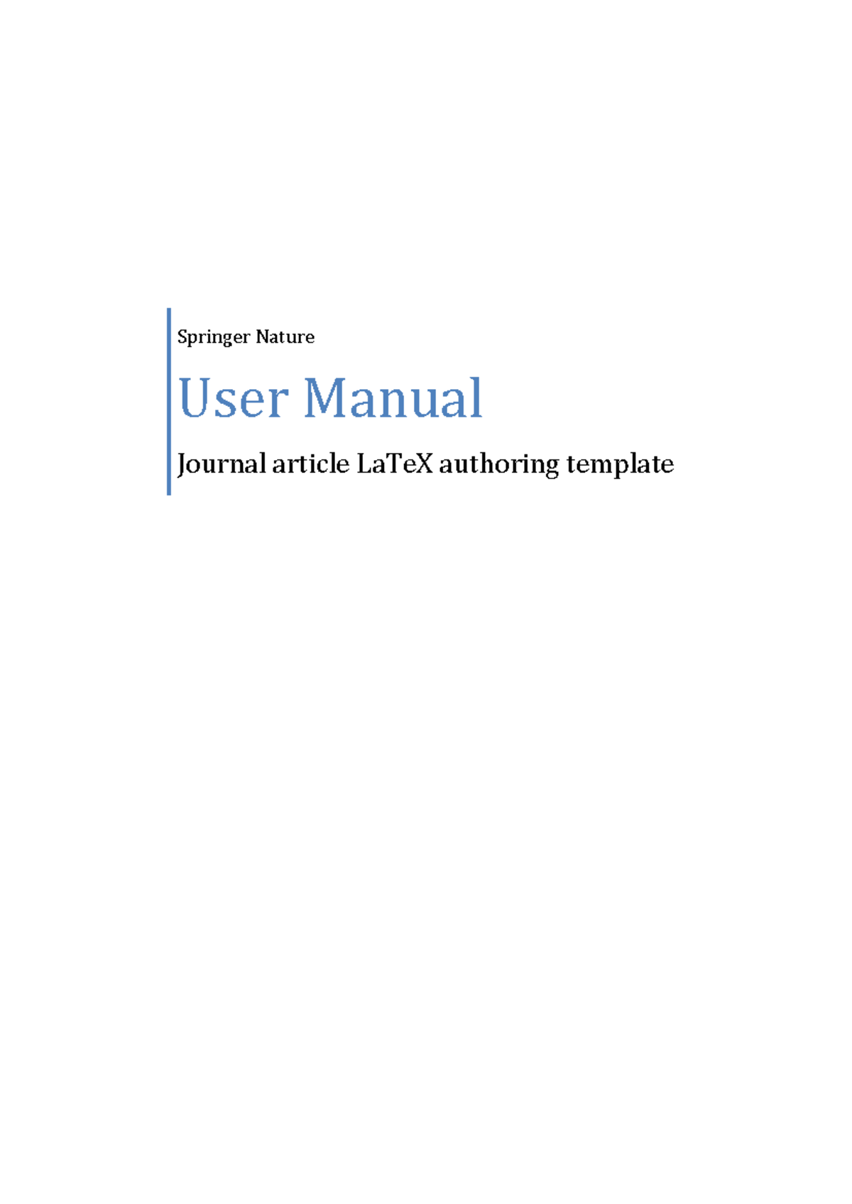 Springer Nature User Manual: LaTeX Authoring Template Guide - Studocu