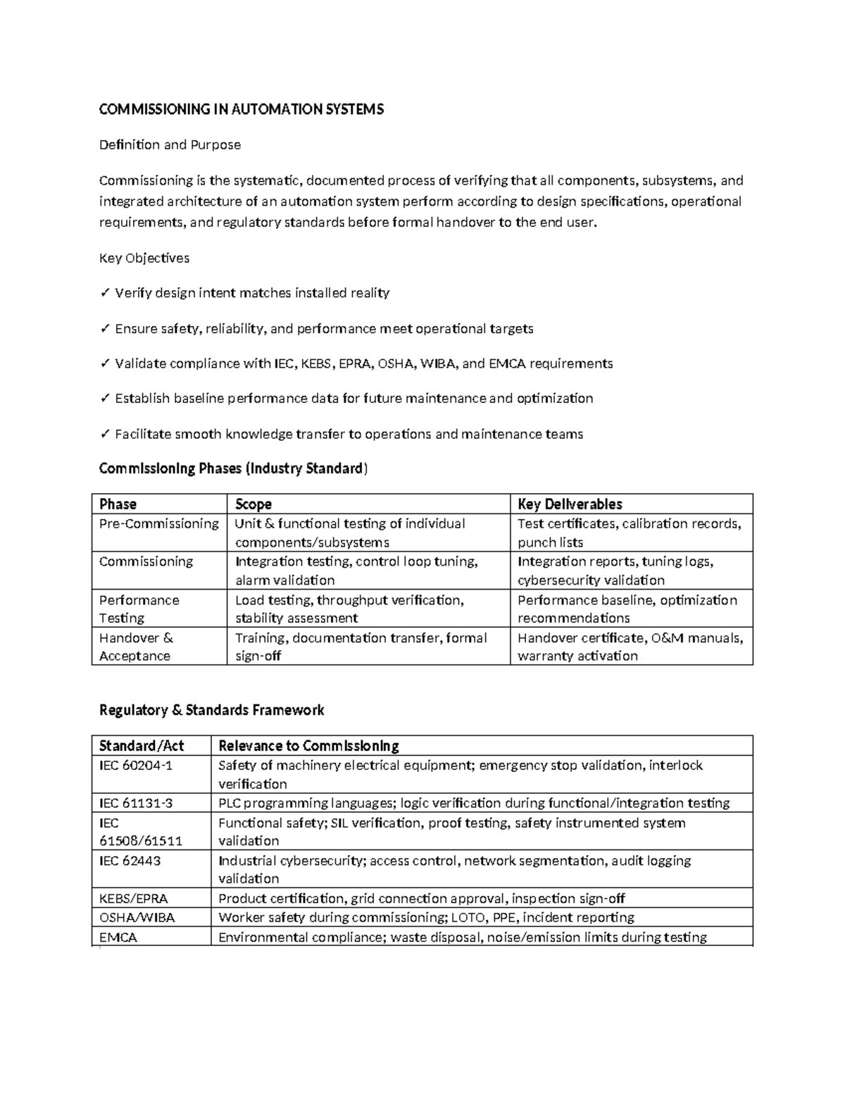 Commissioning in Automation Systems: Definition, Phases, and Testing ...