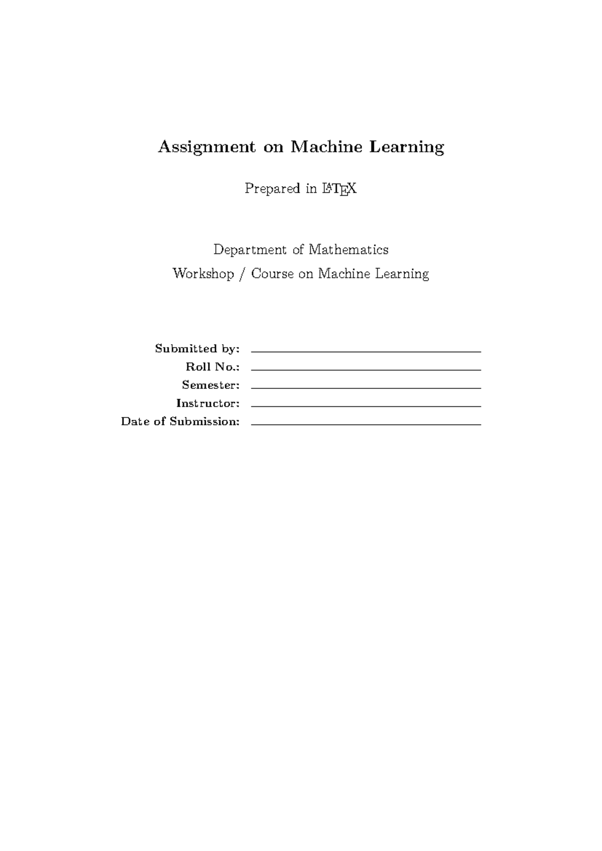 Machine Learning Assignment Notes - SEC - Studocu