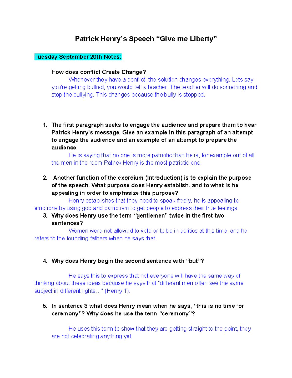 "ENG 101: Patrick Henry's 'Give Me Liberty or Give Me Death' Study ...