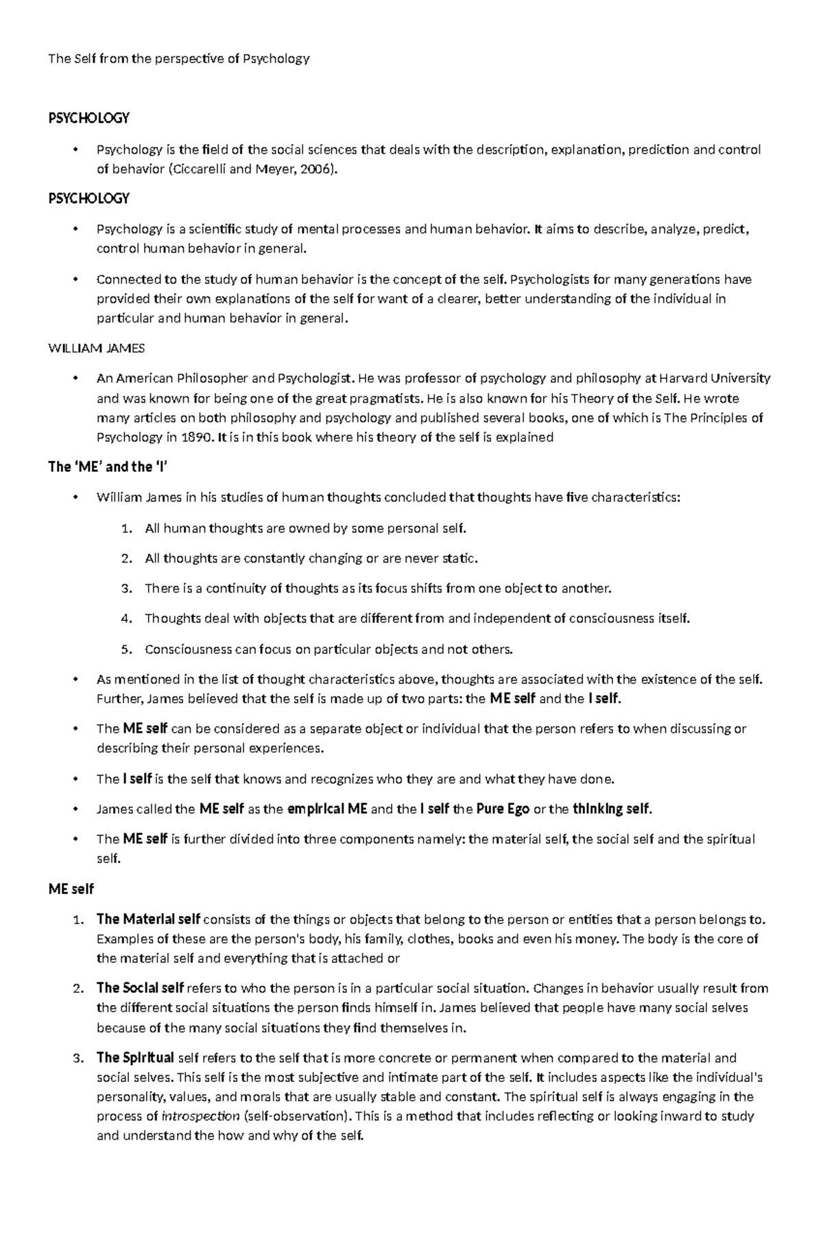 GNED 8: Understanding the Self in Psychology Perspectives - Studocu