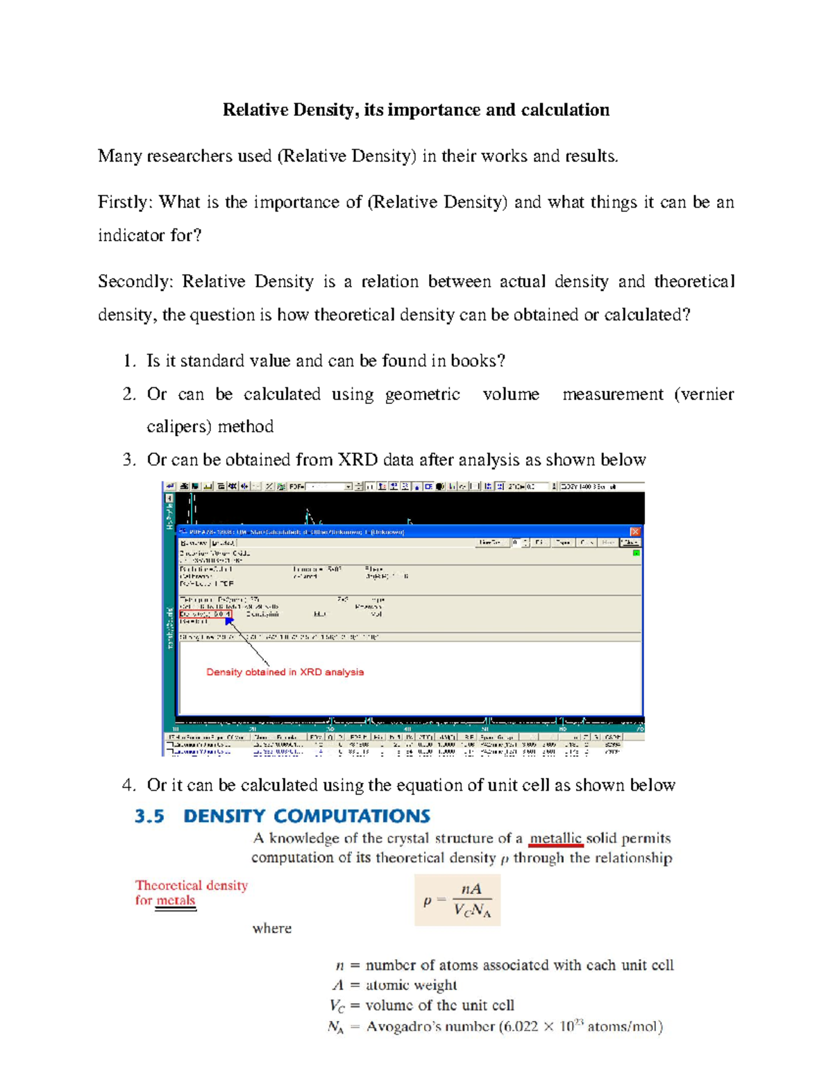 Relative Density - Firstly: What is the importance of (Relative Density ...