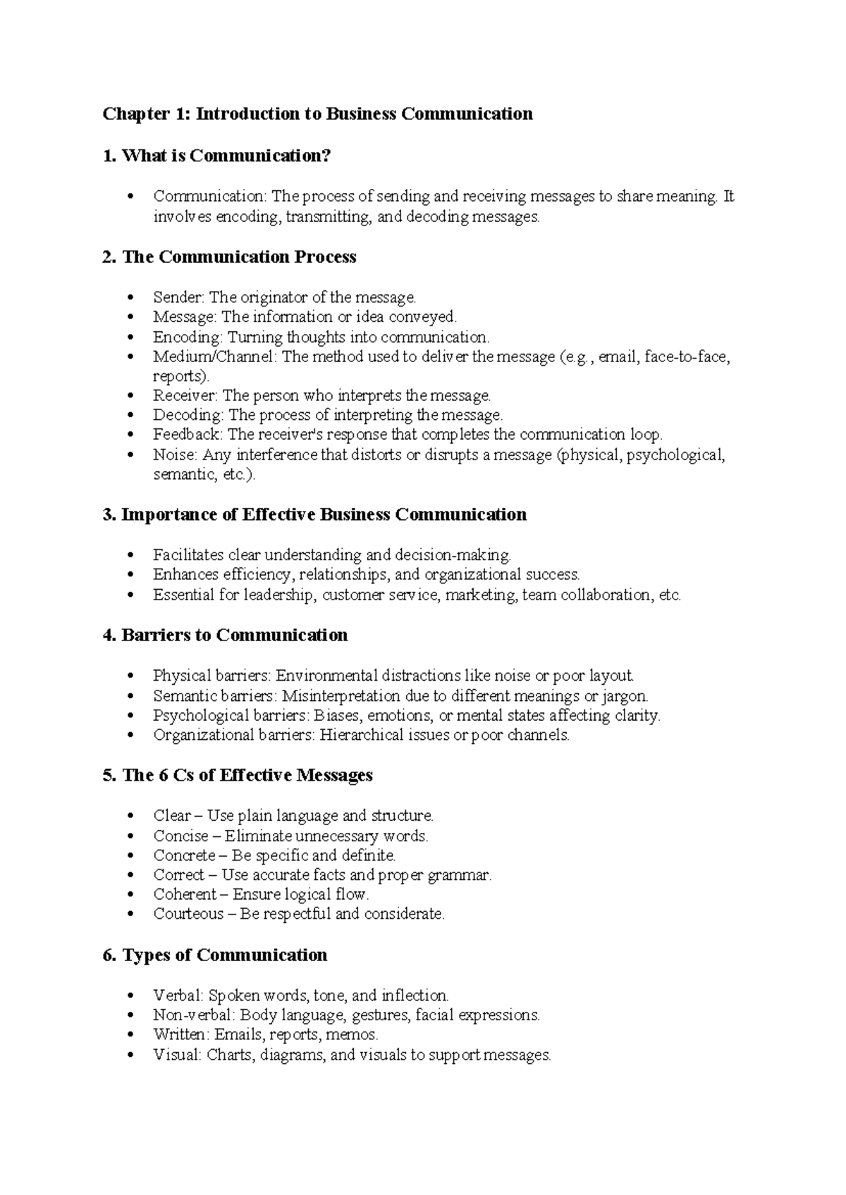 Chapter Summary: Introduction to Business Communication (BUS 101) - Studocu