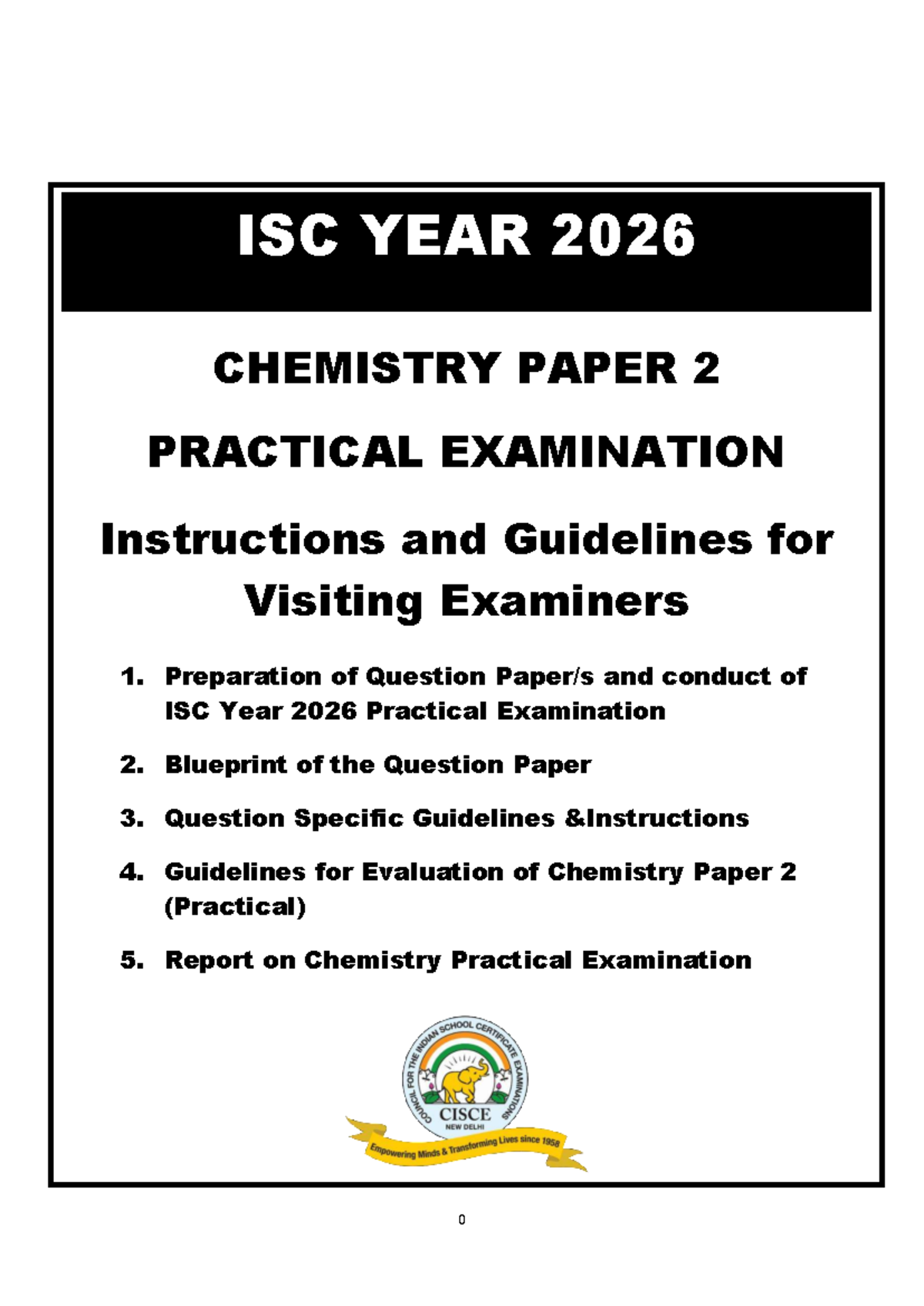 ISC 2026 Chemistry Paper 2 Practical Exam: Instructions & Guidelines ...