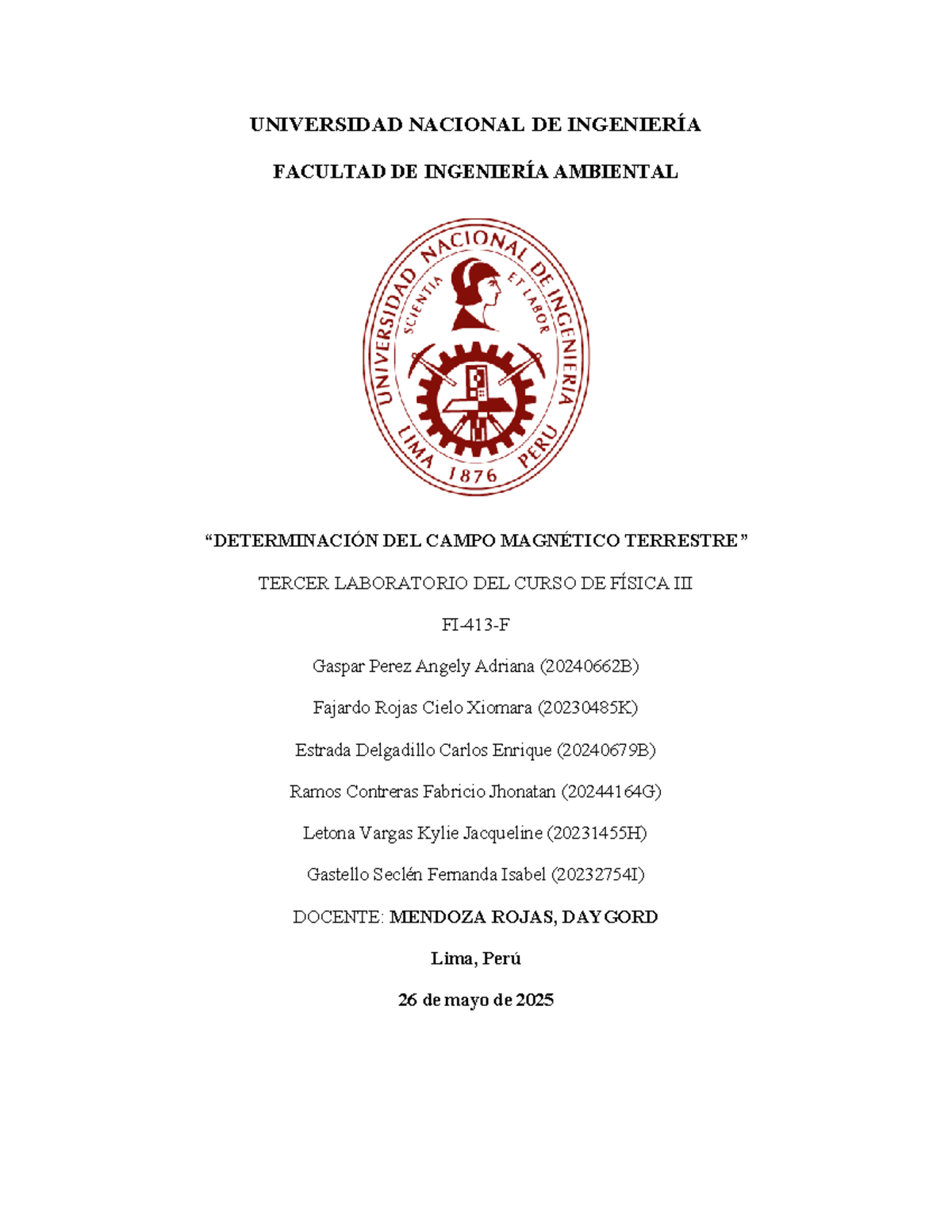 Informe de Laboratorio: Campo Magnético en Física 3 - Studocu