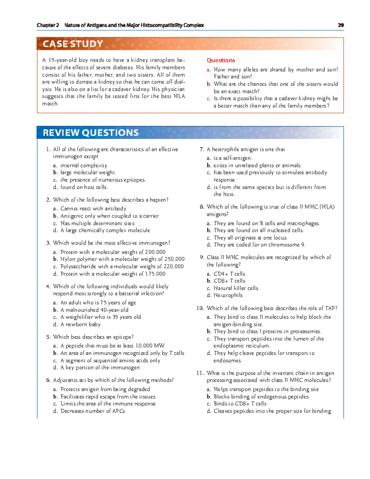 CASE STUDY: Kidney Transplant and Immunogen Characteristics (CHAP 2 ...