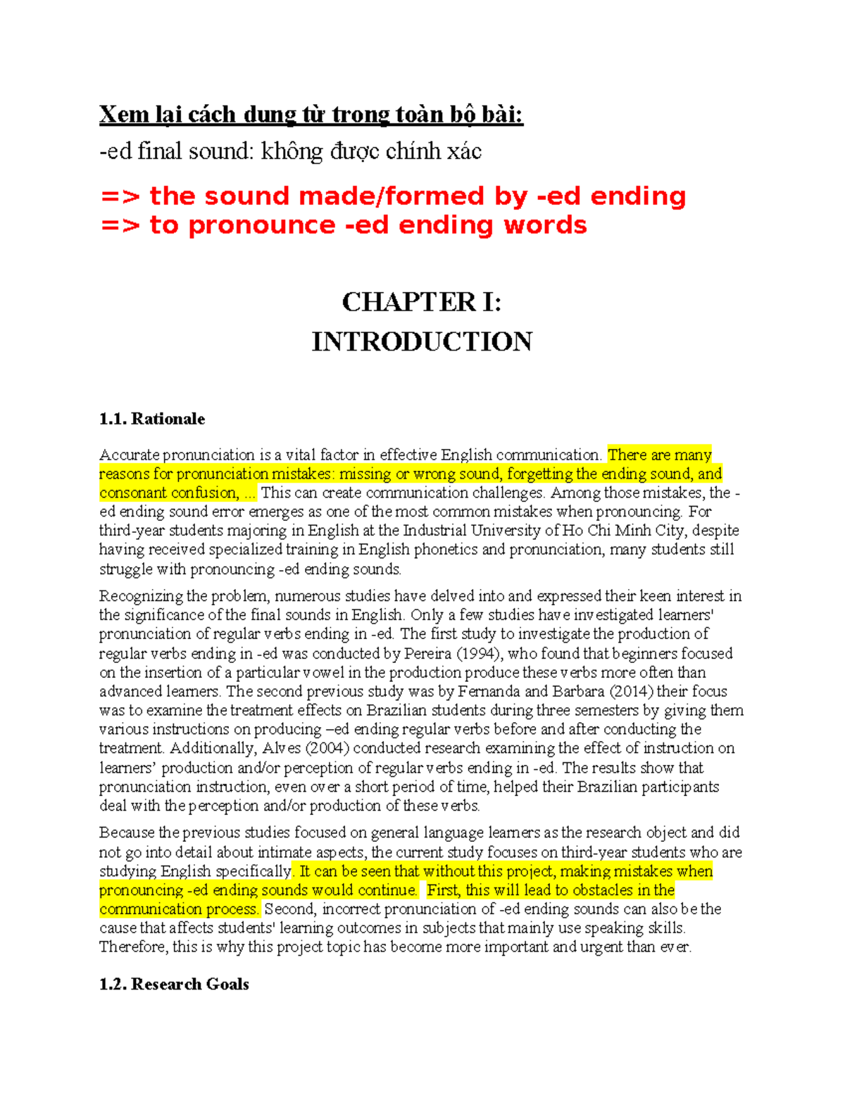 Study on Mispronunciation of Final Sounds: IUH English Majors Research ...