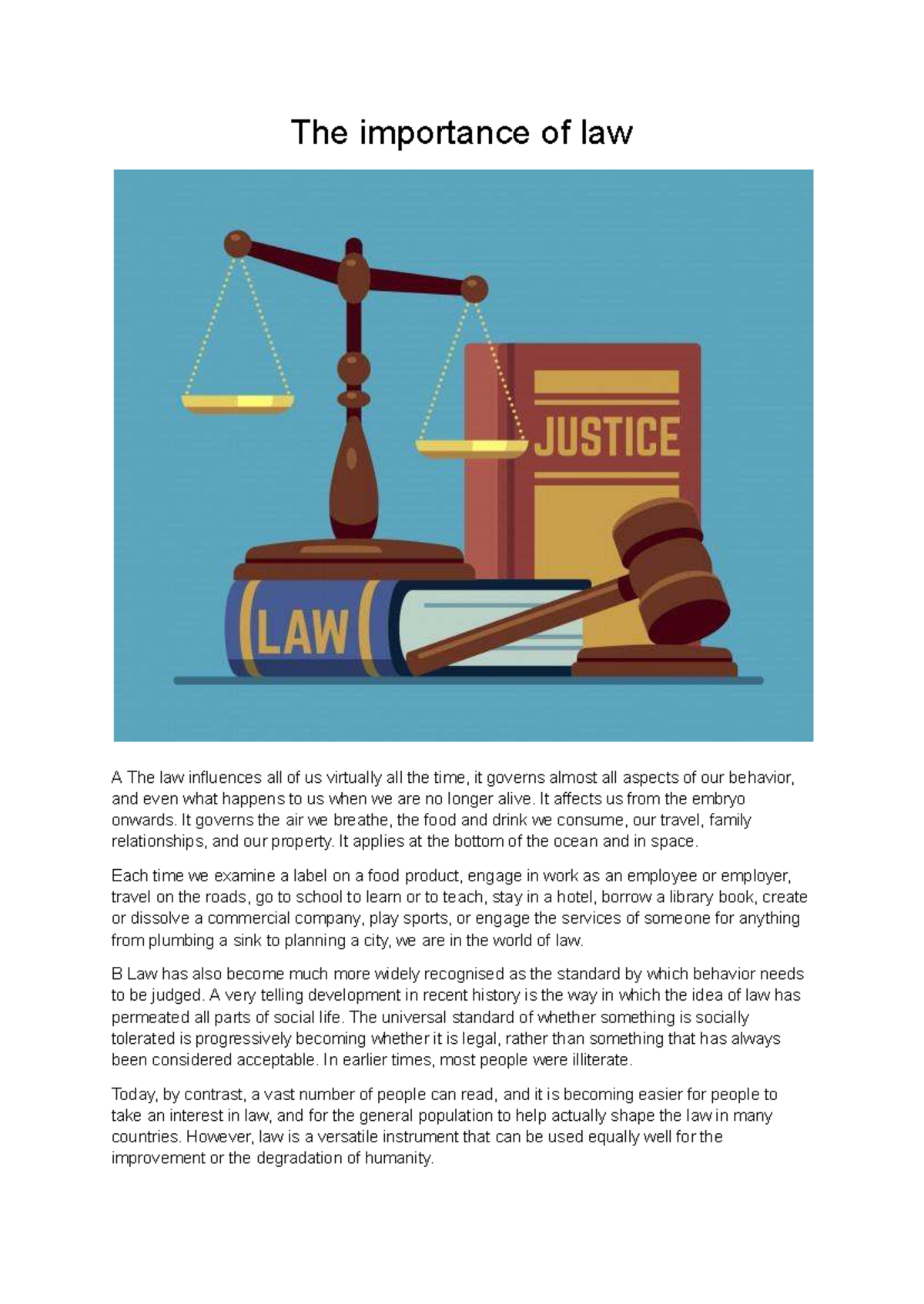 The Importance of Law - IELTS Reading Passage - Studocu