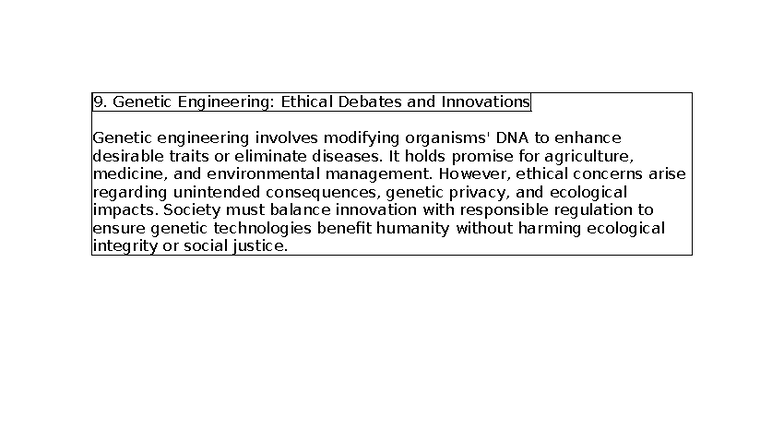 Scienc e9 - Genetic Engineering: Ethical Debates and Innovations ...