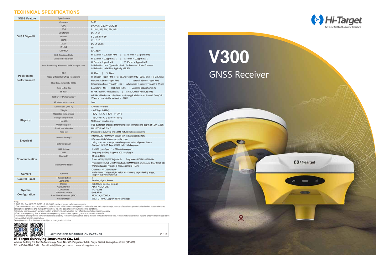 Hi-Target V300 GNSS Receiver Technical Specifications - Lecture - Studocu