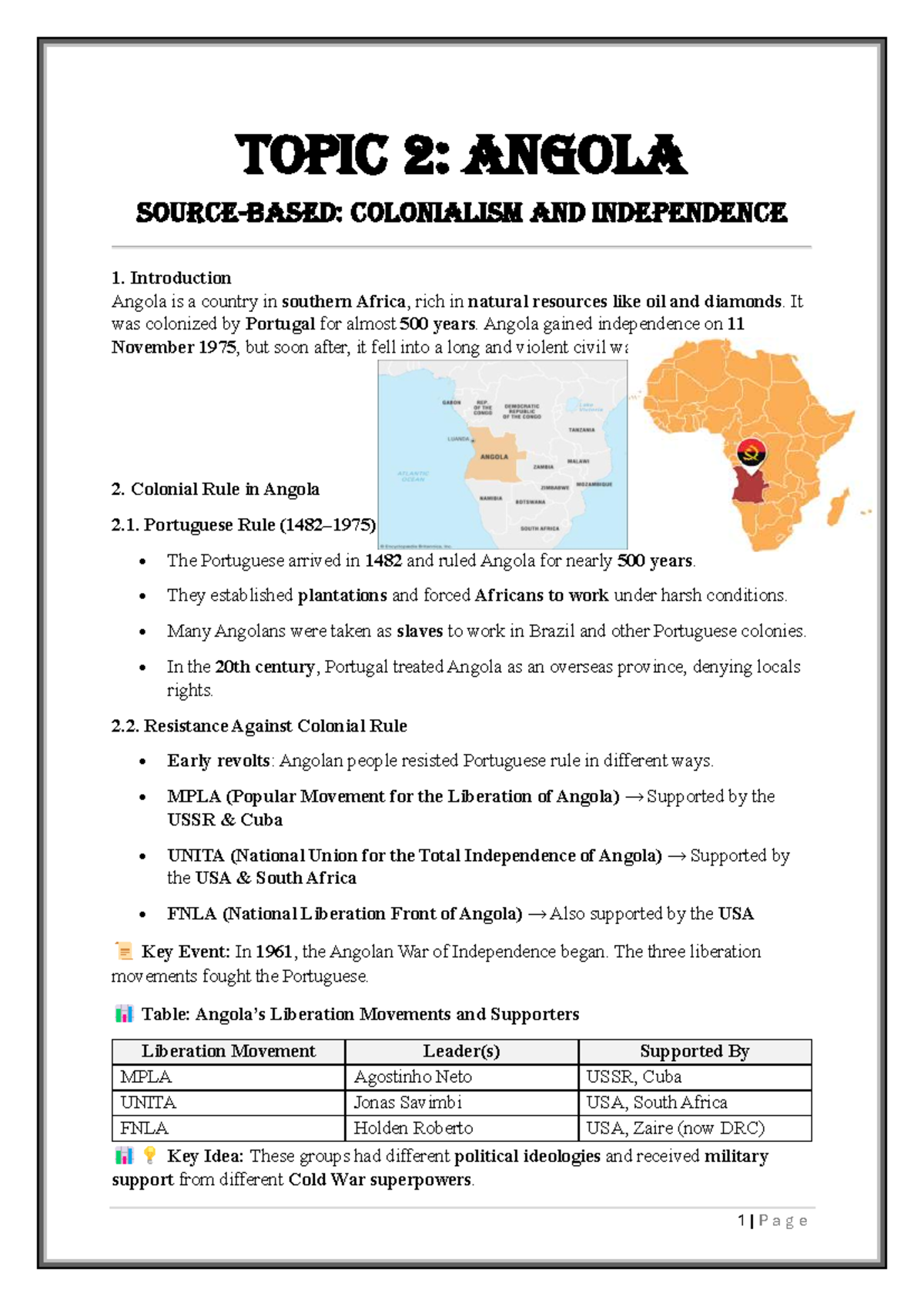 Angola's Colonialism and Independence: A Historical Overview (HIST 101 ...