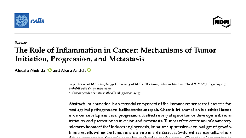 The Role of Inflammation in Cancer: Mechanisms of Tumor Progression and ...