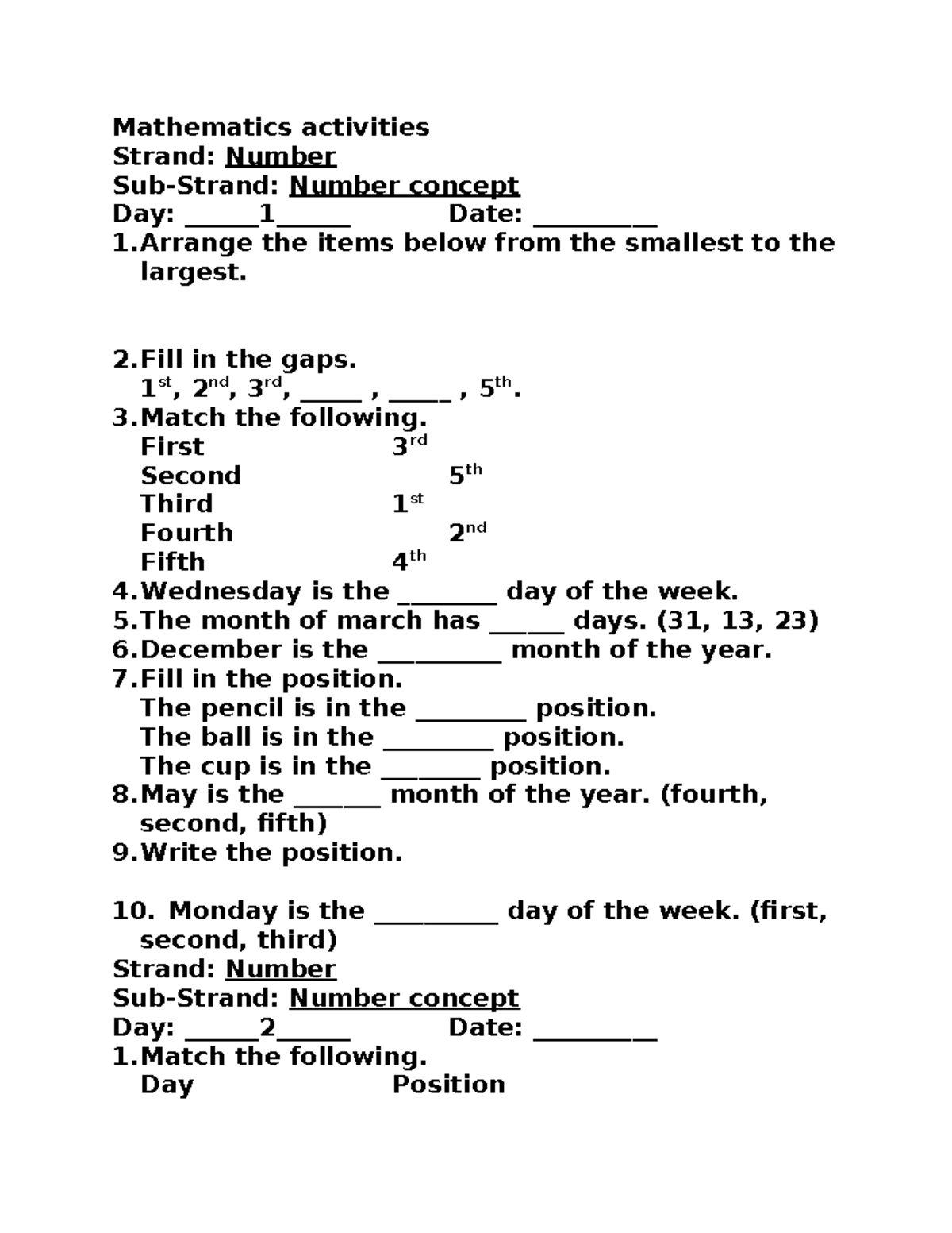 Grade 3 Mathematics Assessment: Number Concepts and Operations - Studocu