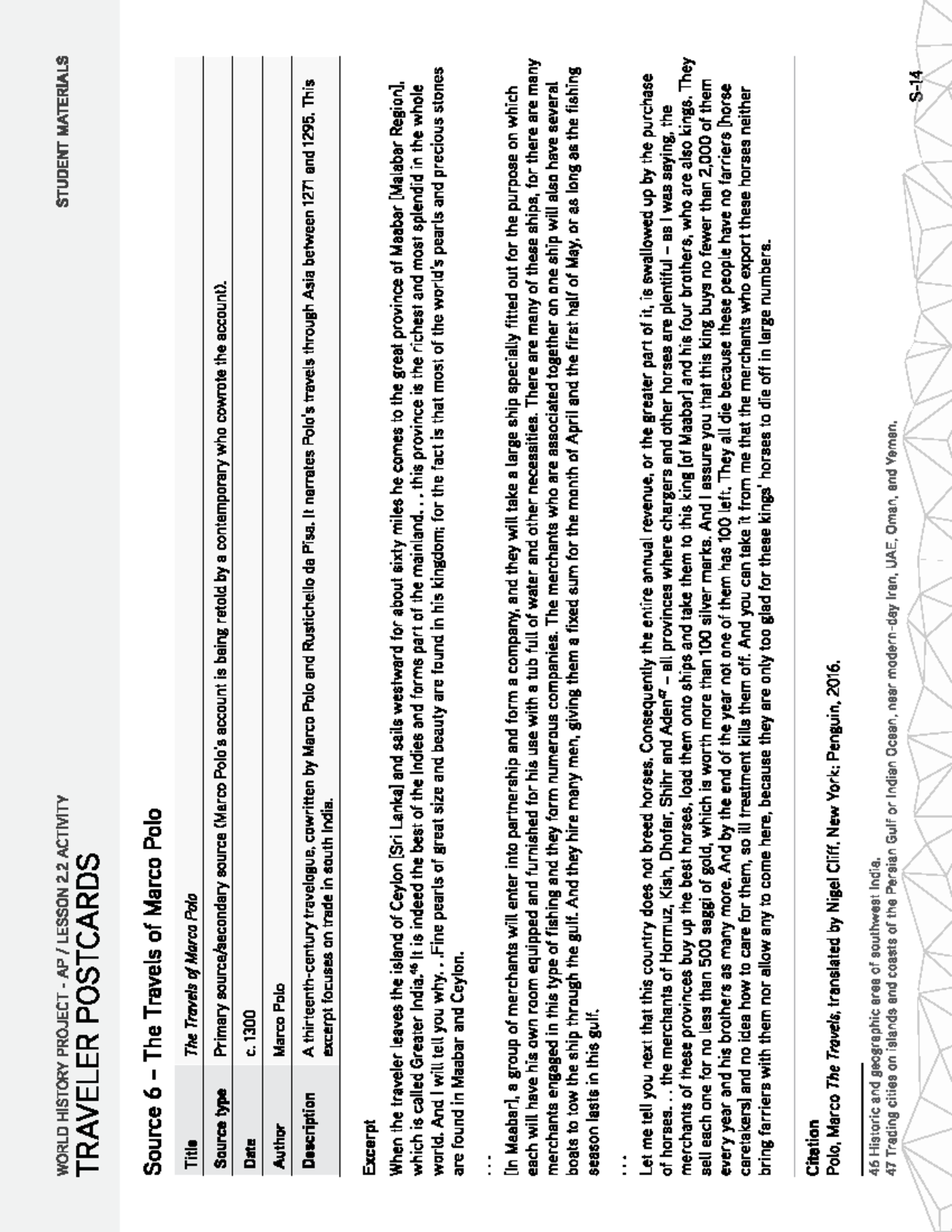 World History AP Lesson 2: Primary Source - The Travels of Marco Polo ...