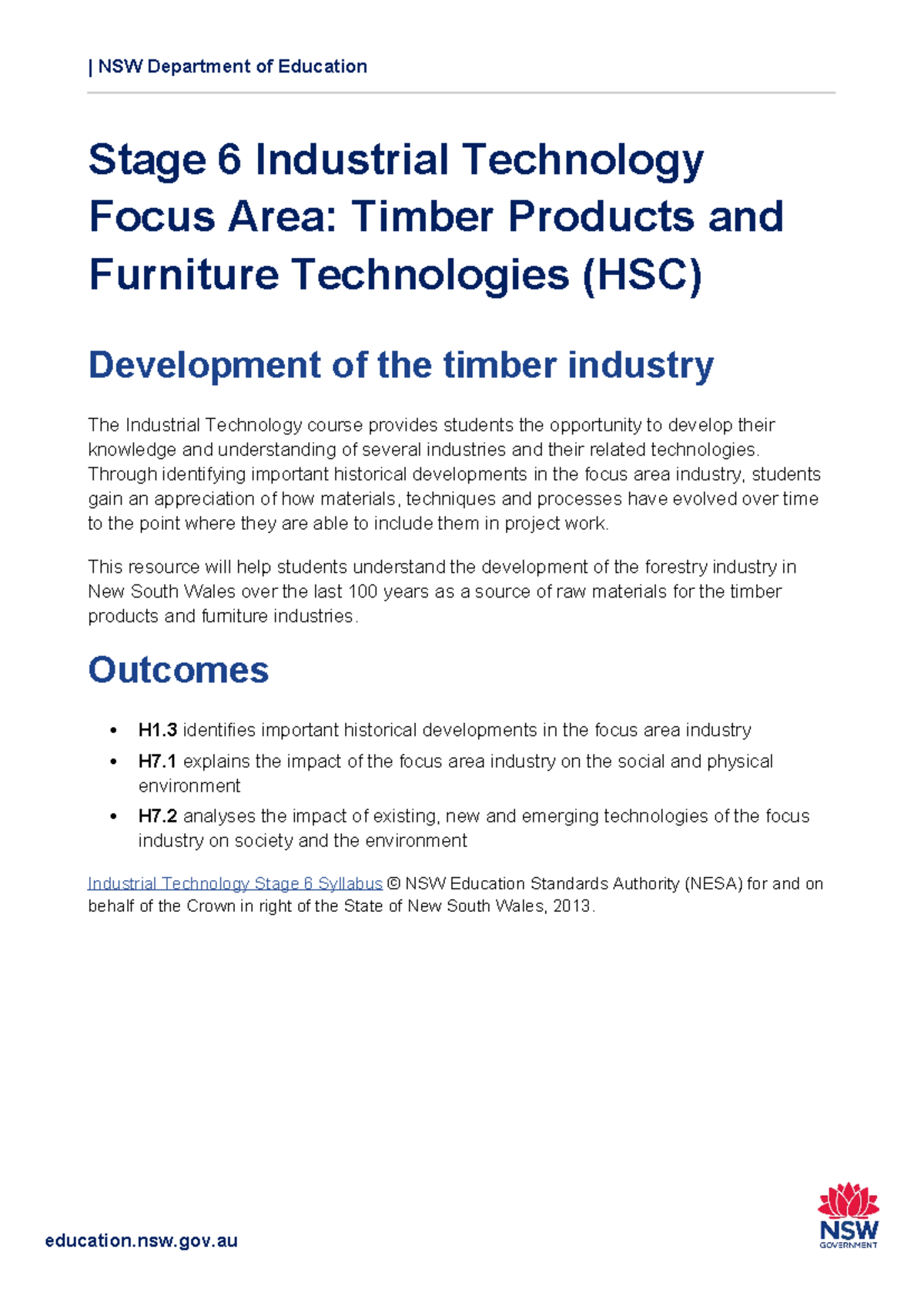 Tas S6 Industrial Technology: Evolution of the Timber Industry - Studocu