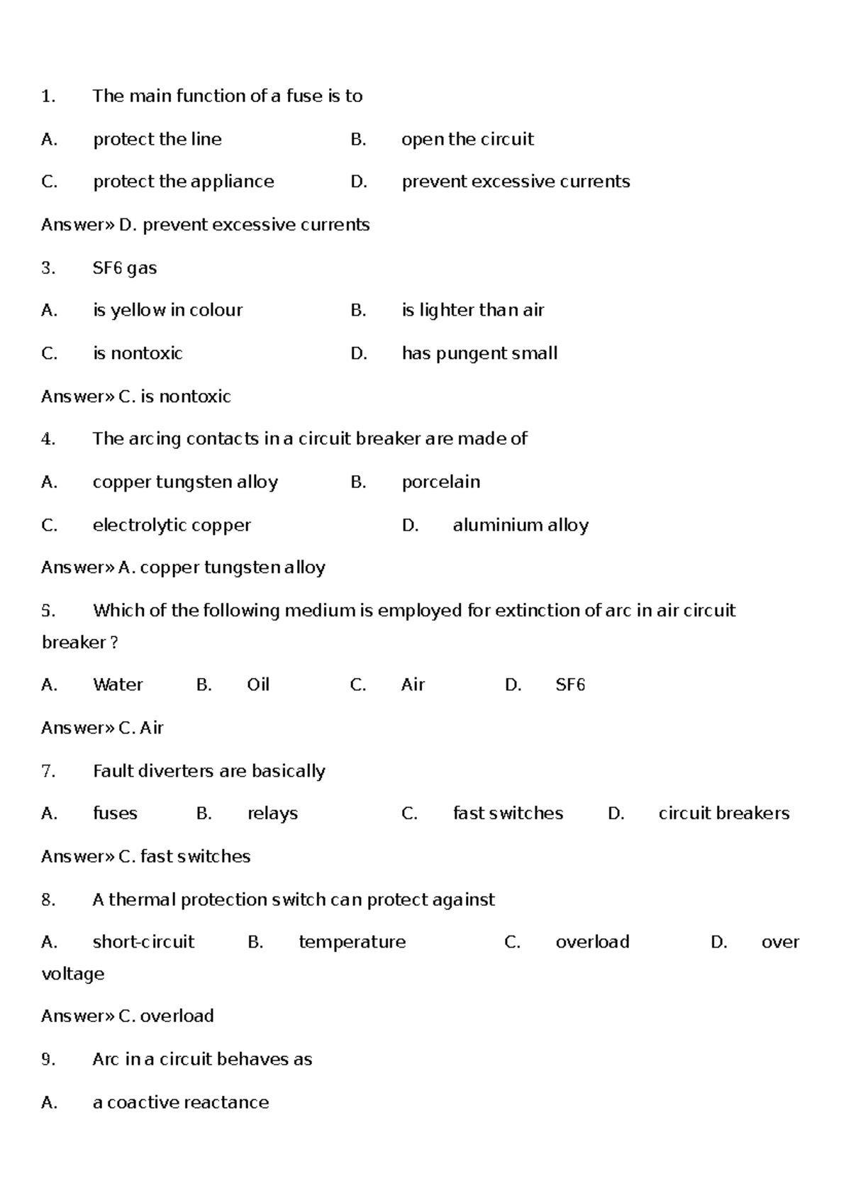 Switch Gear & Protections: Key Concepts and Functions - Studocu