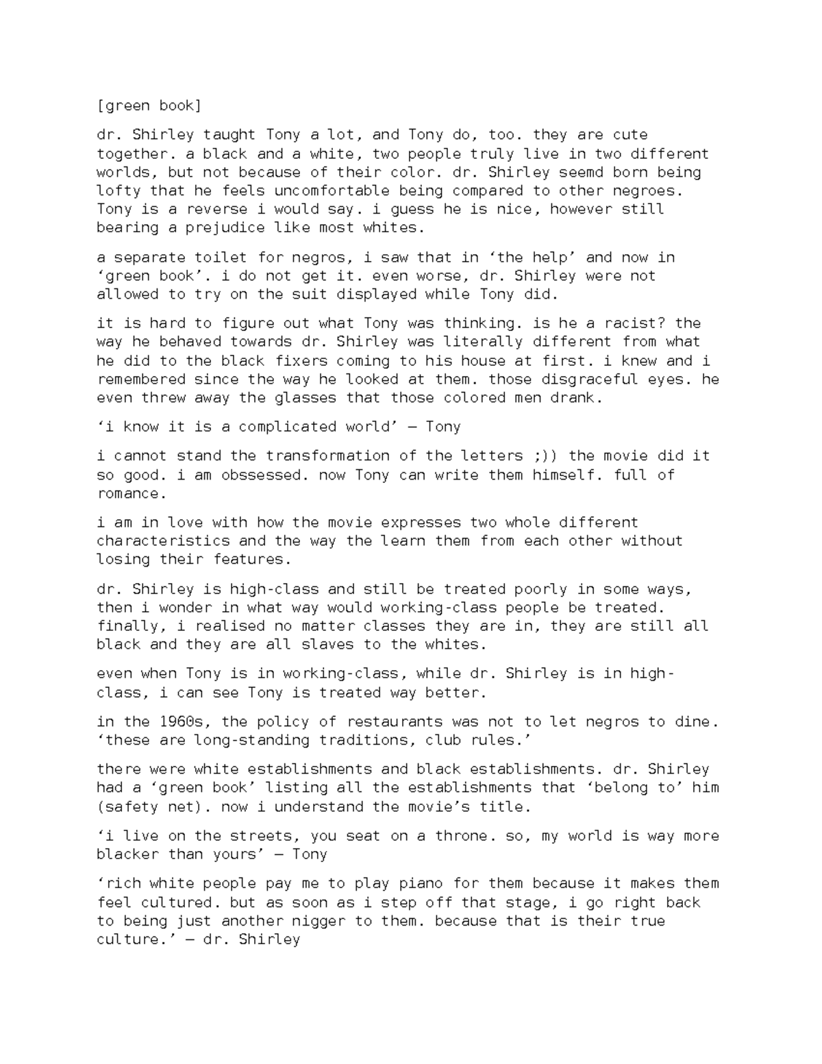 Green Book: Exploring Race and Class in Dr. Shirley and Tony's Journey ...