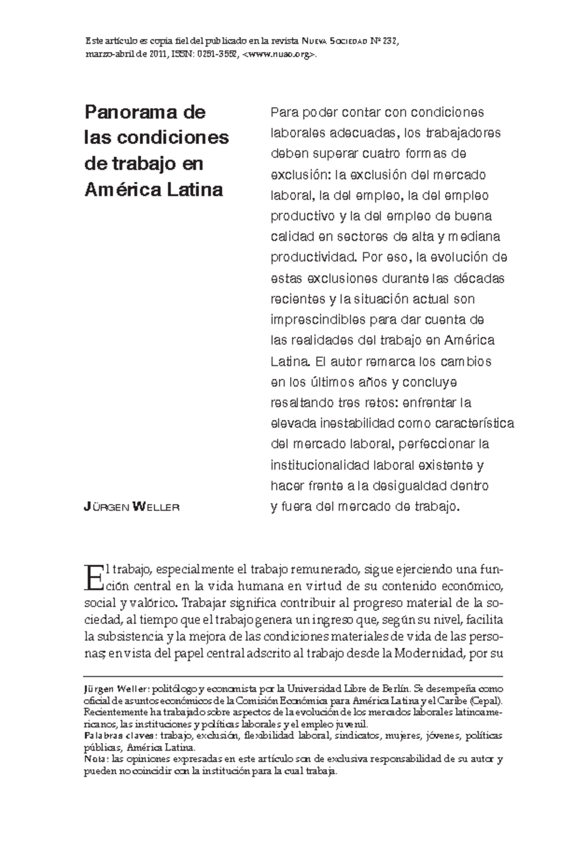 Panorama de las Condiciones Laborales en América Latina - Análisis ...
