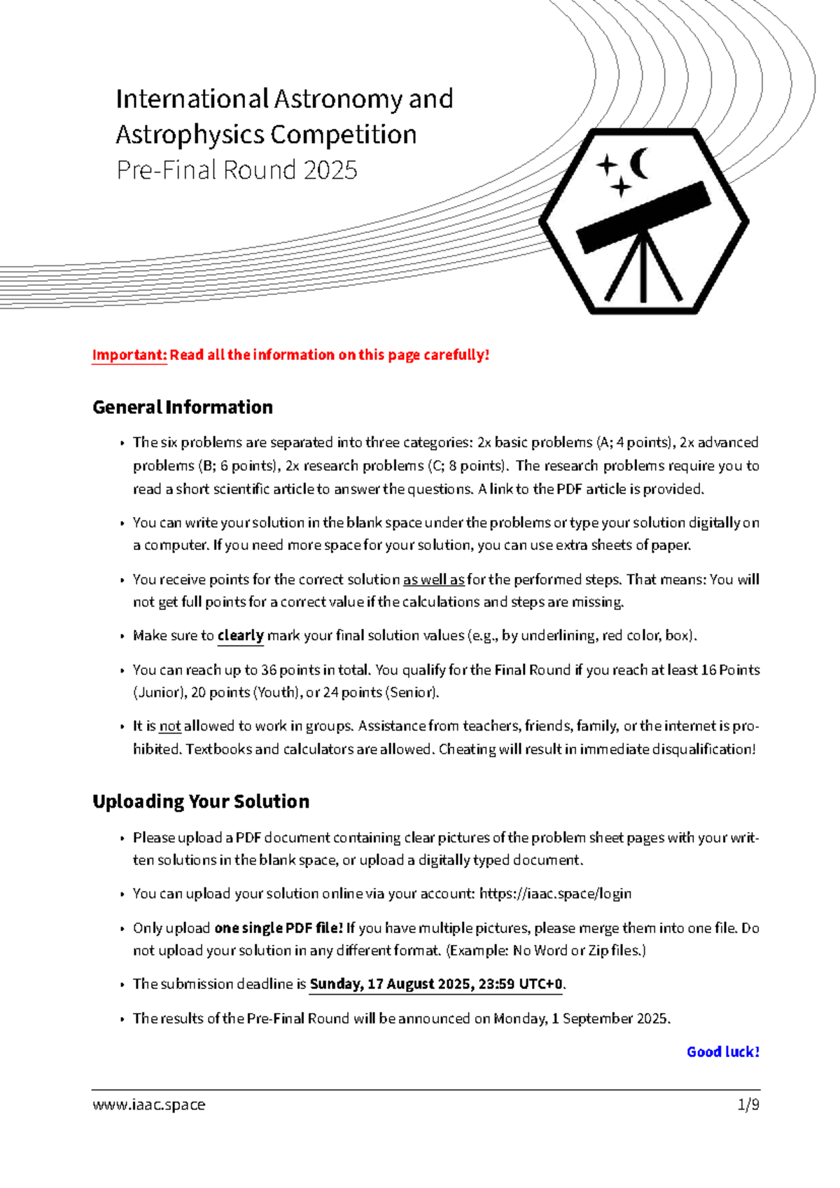 IAAC Pre-Final Round 2025: Competition Guidelines & Problem Overview ...