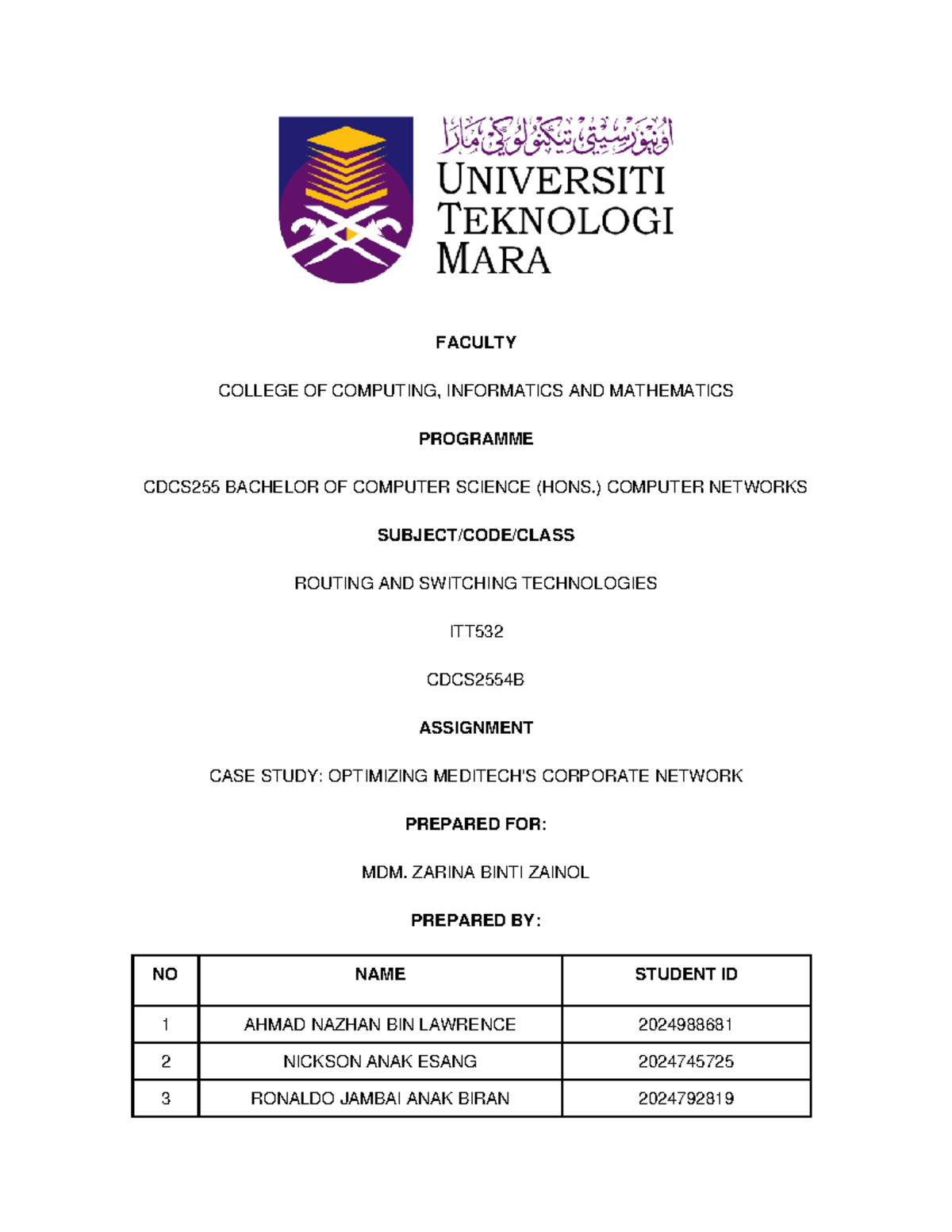 Case Study: Optimizing MediTech's Corporate Network (CDCS2554B) - Studocu