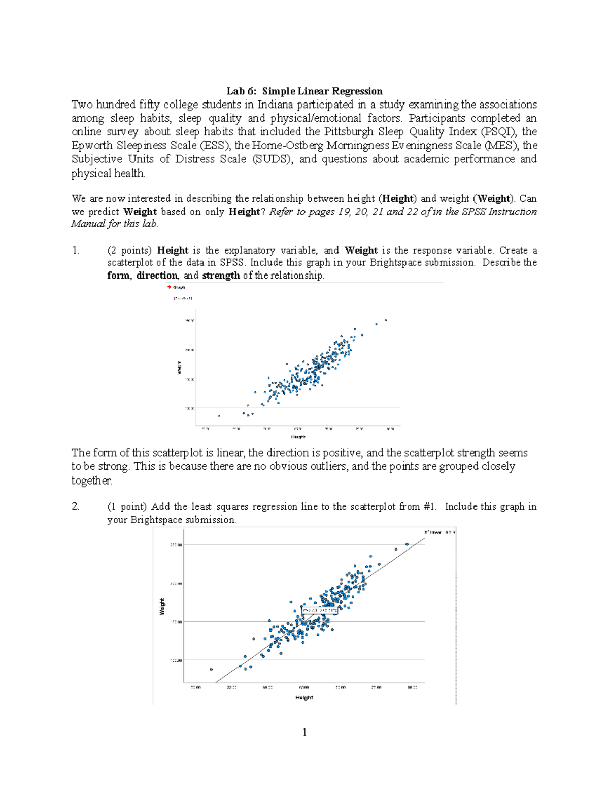 Lab 6: Simple Linear Regression Analysis on Height and Weight - Studocu