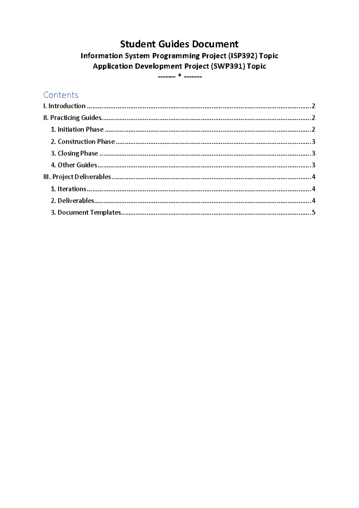 ISP392 & SWP391 Software Application Development Student Guides - Studocu