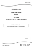 CUS3701 - Unisa - curriculum studies - Studocu