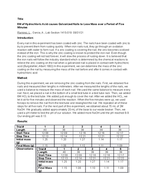 Make it Visible Lab report - Part I Solutions Red Litmus Paper ...