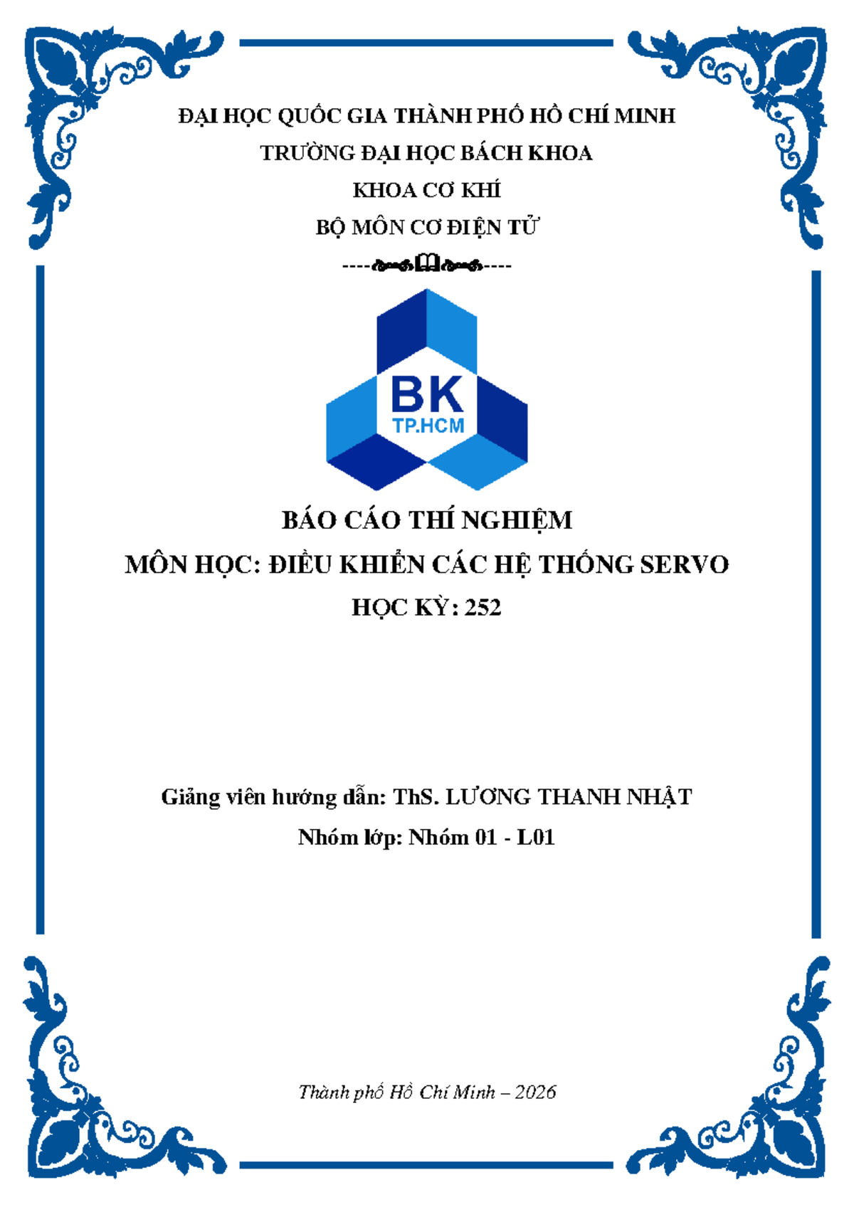BÁO CÁO THÍ NGHIỆM MÔN ĐIỀU KHIỂN CÁC HỆ THỐNG SERVO ME4218 - Studocu