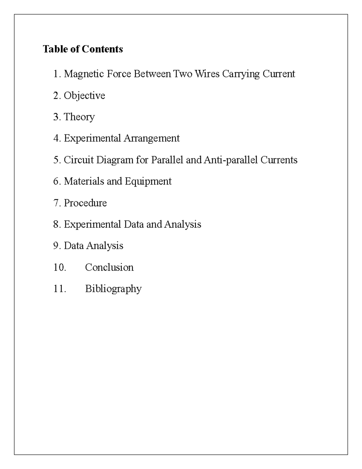 Magnetic Force Between Two Wires Carrying Current - Lab Report - Studocu
