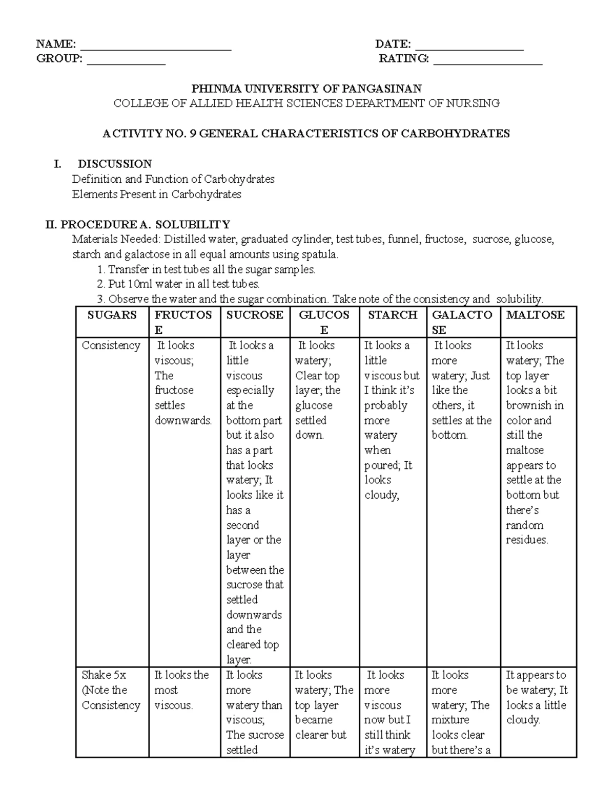 (BIO 024) LAB Activity 5 - Color TEST FOR Proteins AND Specific Amino ...