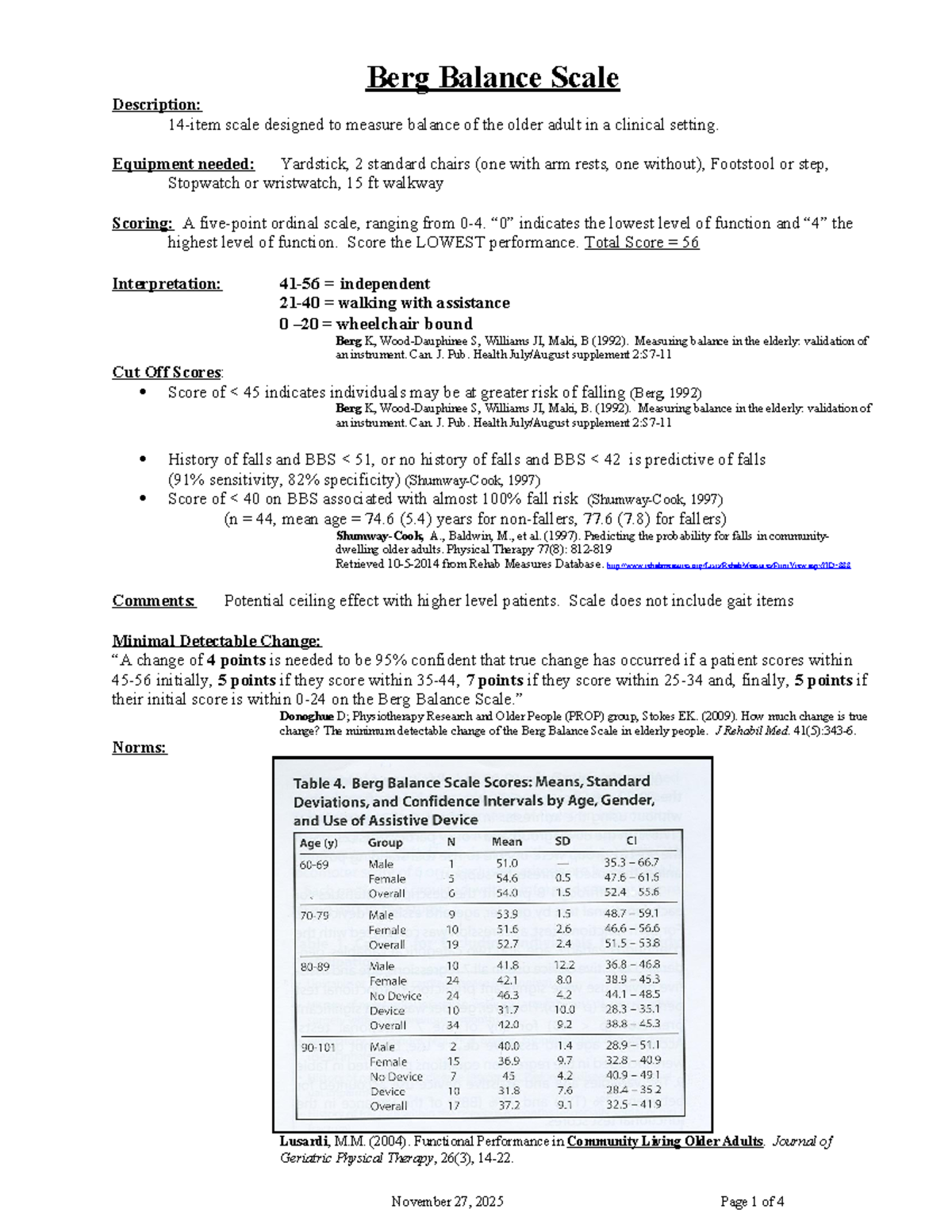 Berg Balance Scale Assessment for Older Adults: Clinical Guidelines ...