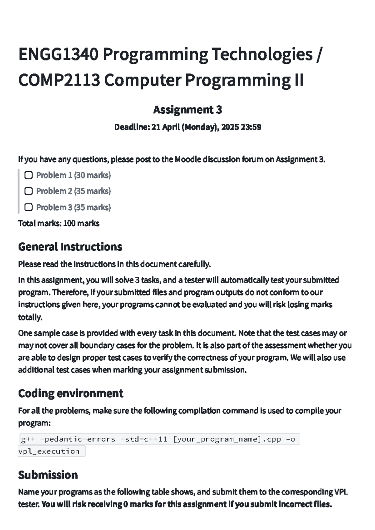 ENGG1340 COMP2113 Assignment 3: Programming Tasks & Guidelines - Studocu