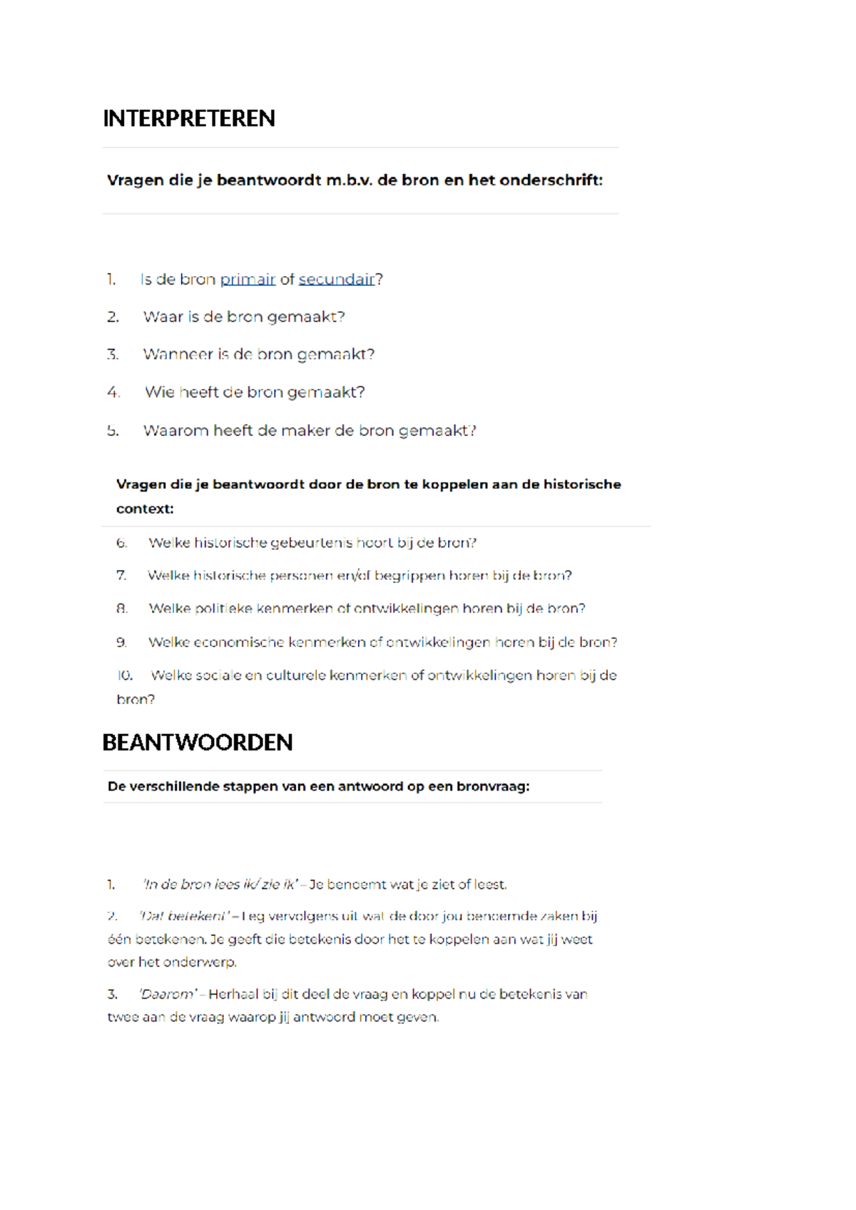 Bronanalyse: Interpretatie en Beantwoording van Gegevens - Studeersnel
