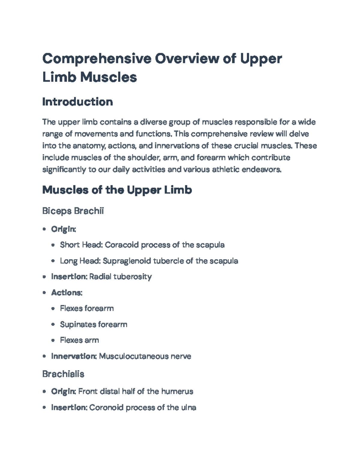 Comprehensive Overview of Upper Limb Muscles and Their Functions ...