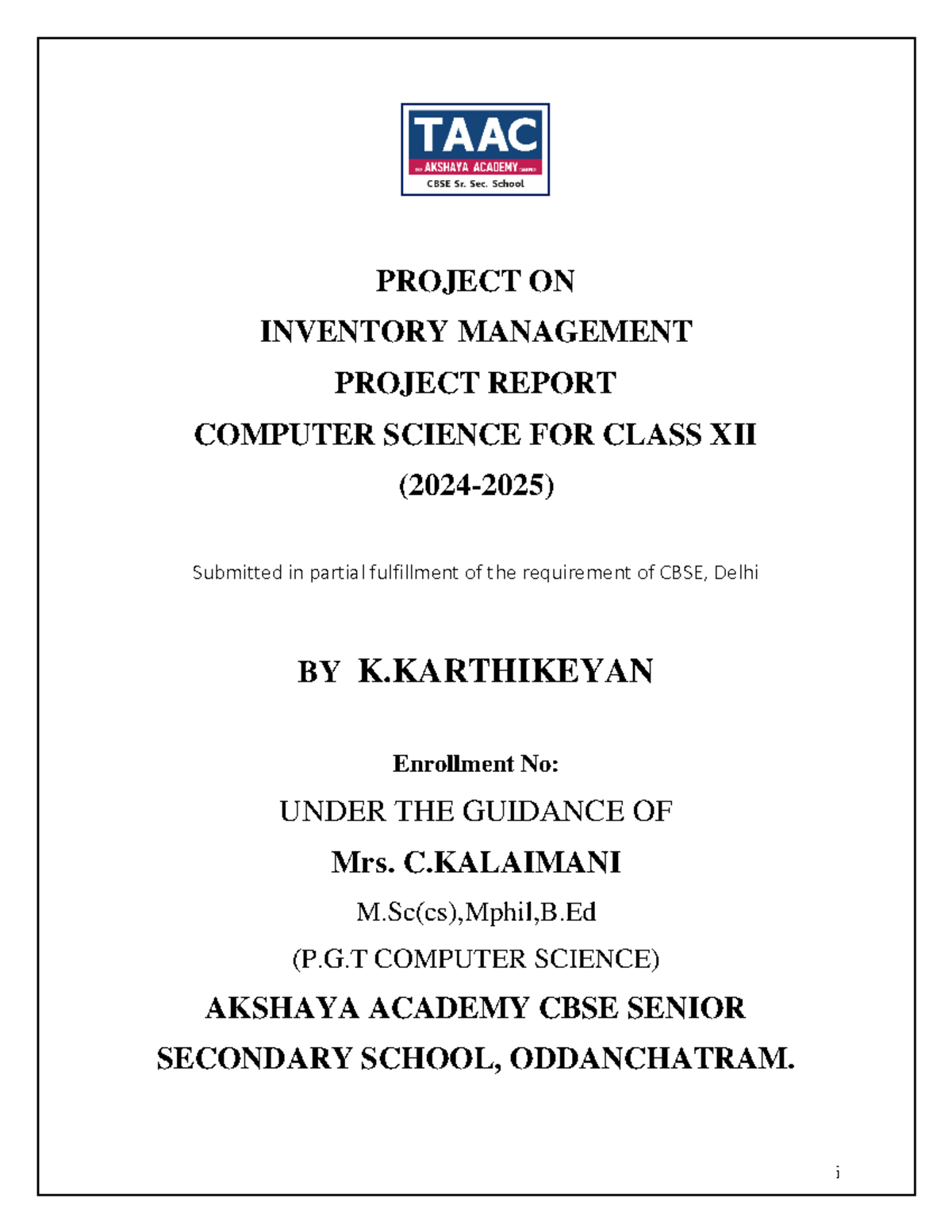 Inventory Management System Project - CS Project 4 (2024-2025) - Studocu