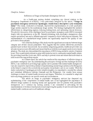 ER- Notes - emergency nursing reviewer - Trauma Management Trauma is an ...