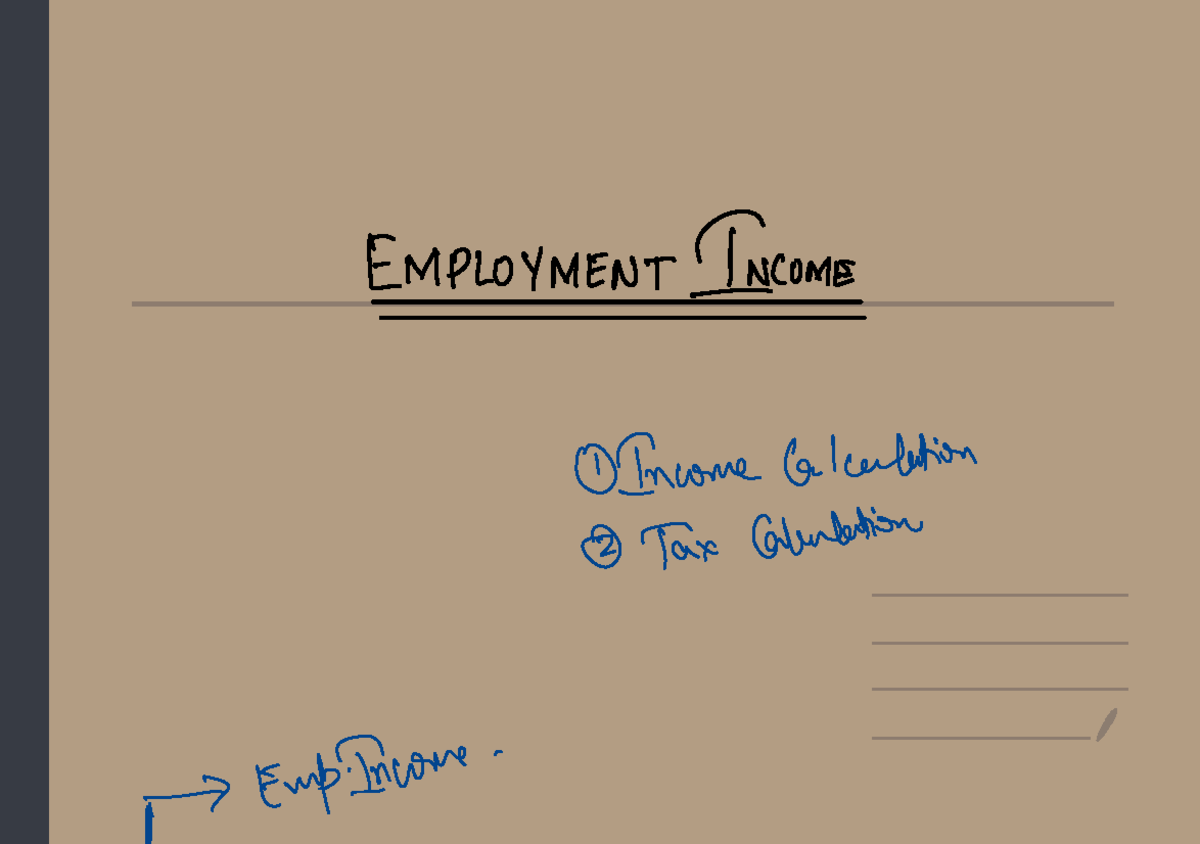 Employment Income Notes: Tax Calculation & Benefits Analysis - Studocu