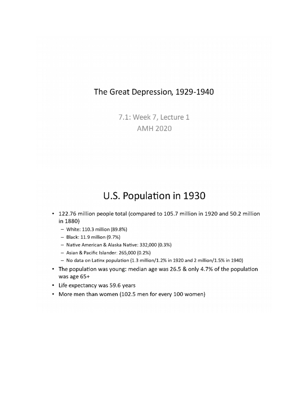CH.11- THE Great Depression - The Great Depression, 7: Week 7, Lecture ...